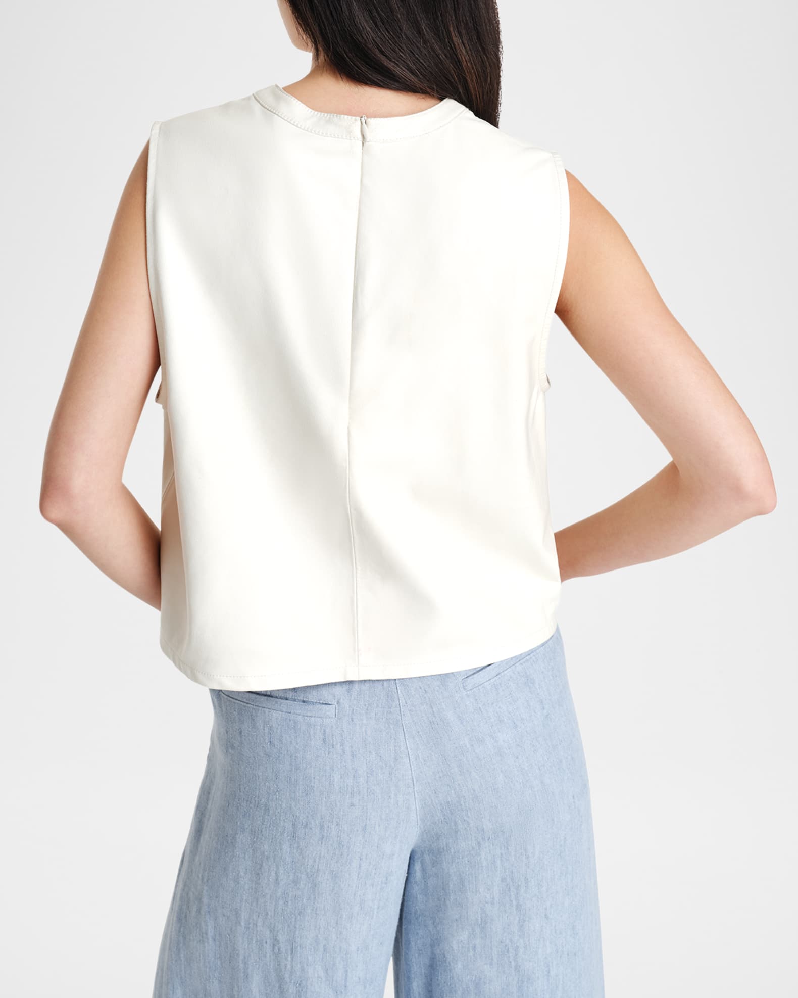 TWP Cropped Leather Muscle Tank | Neiman Marcus