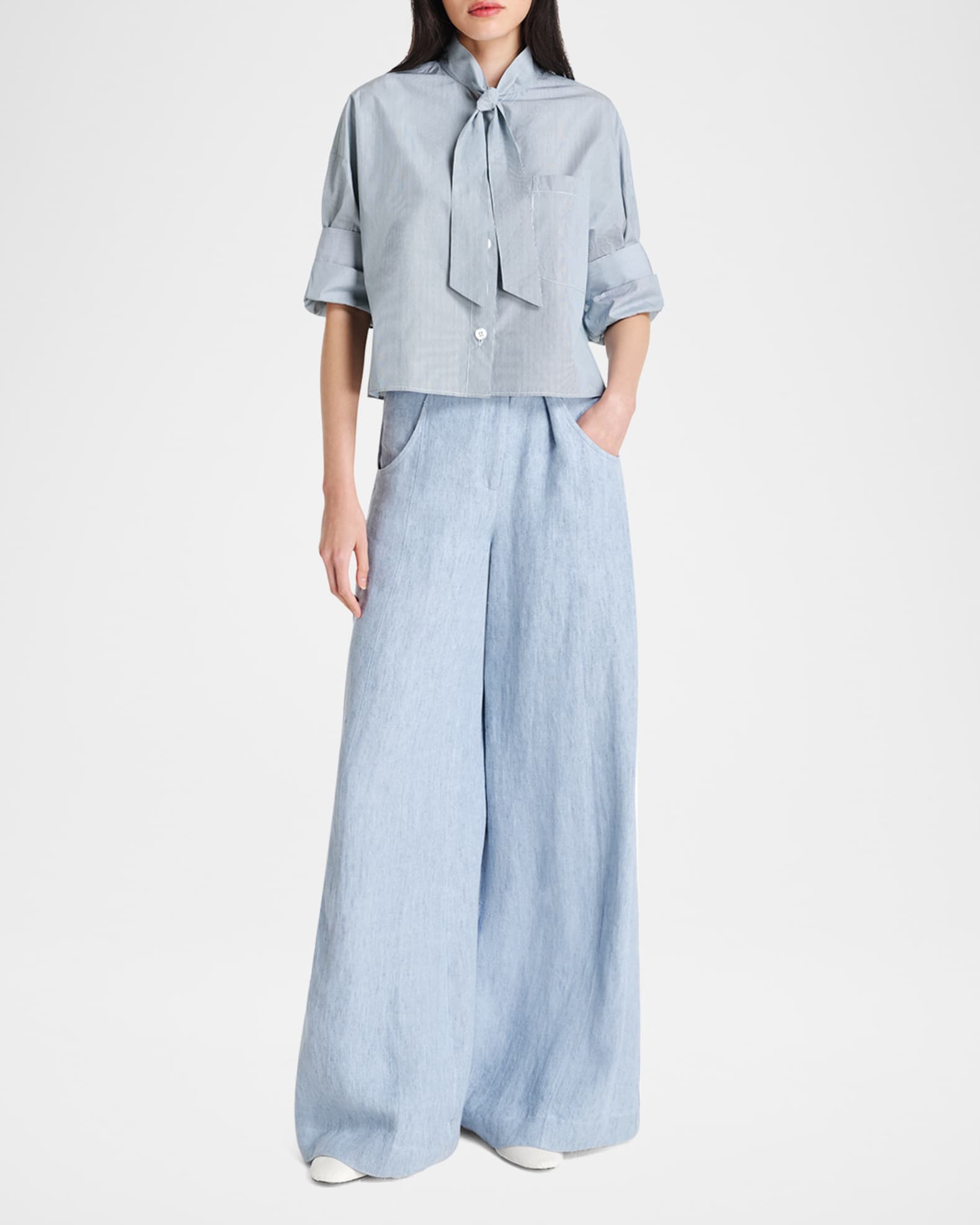 TWP Next Ex Striped Shirt with Tie | Neiman Marcus