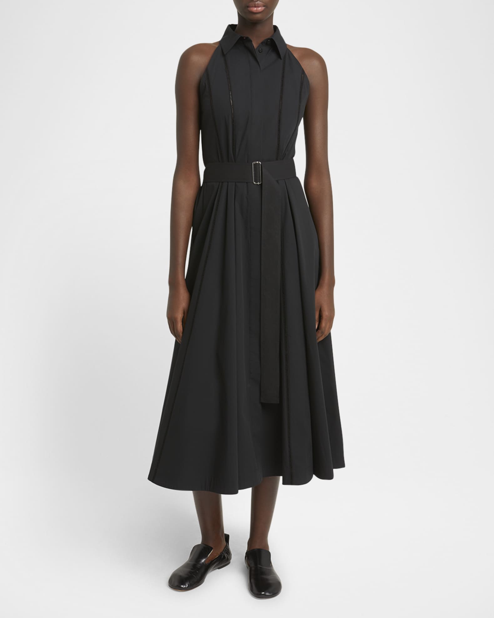 Proenza Schouler Dorothy Belted Ladder Stitch Poplin Midi Dress ...