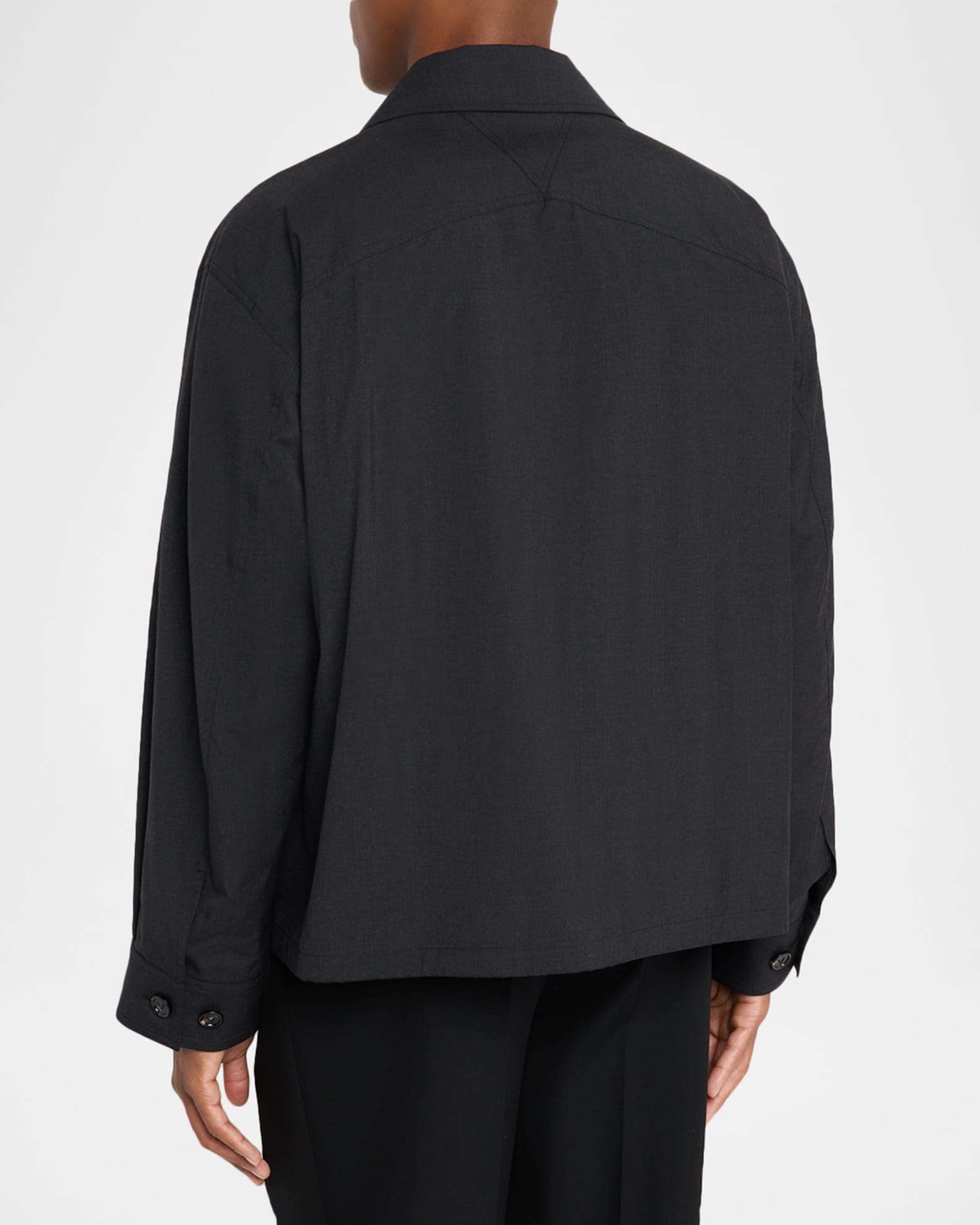 Bottega Veneta Men's Wool Triangle-Pocket Full-Zip Blouson | Neiman Marcus