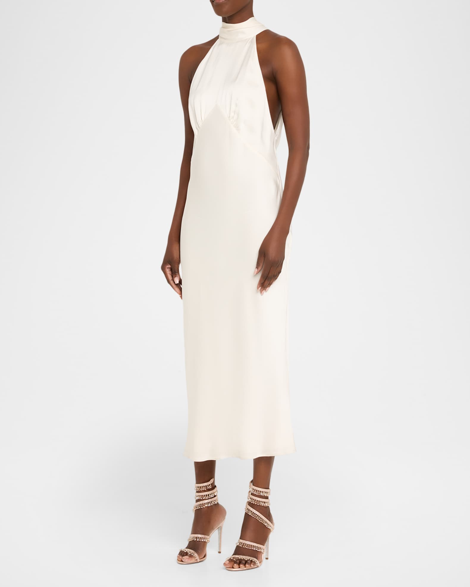 Rene Caovilla Chandelier Satin Snake Ankle Wrap Sandals | Neiman Marcus