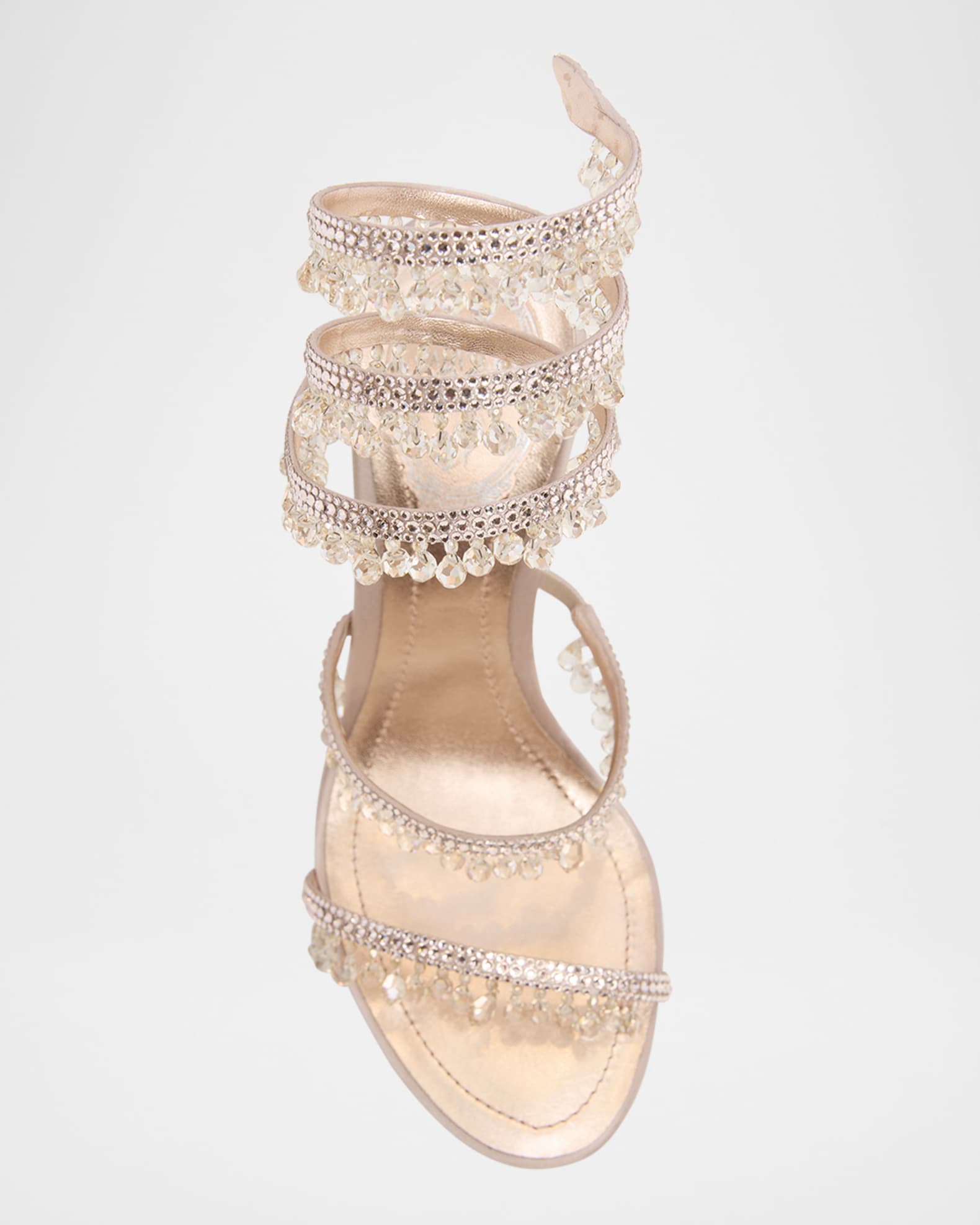 Rene Caovilla Chandelier Satin Snake Ankle Wrap Sandals | Neiman Marcus