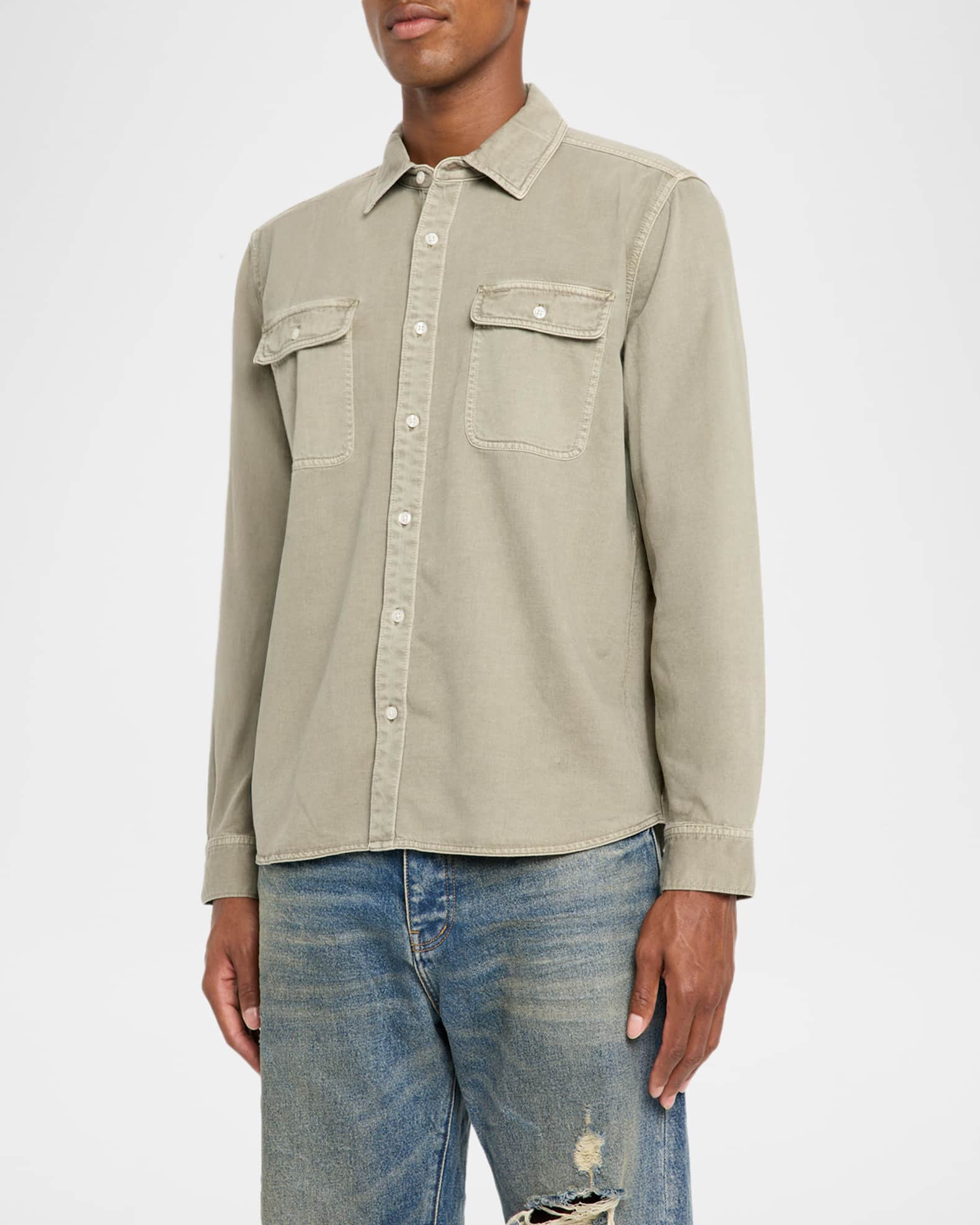 PAIGE Men's Martin Two-Pocket Button-Down Shirt | Neiman Marcus