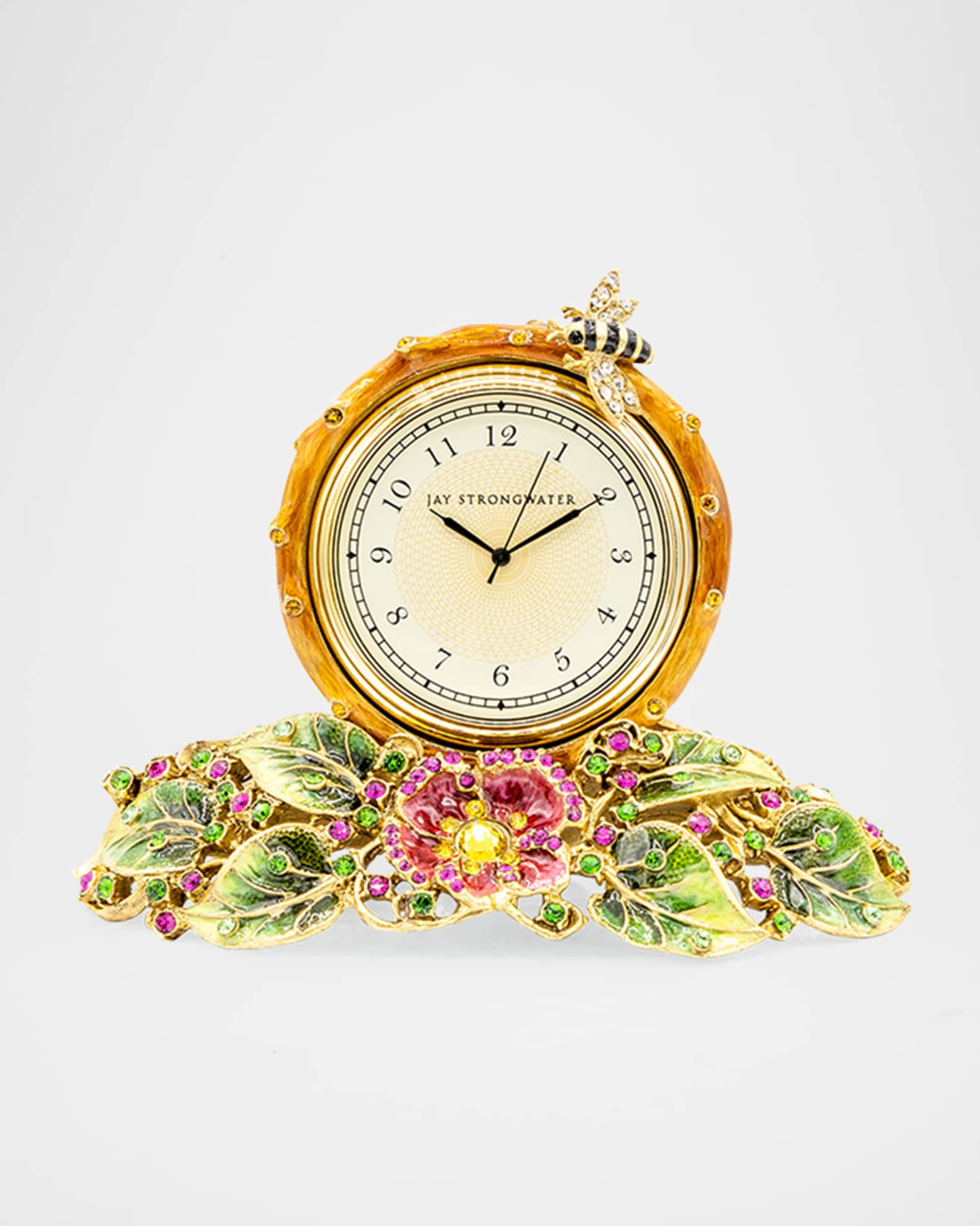 Jay Strongwater Mayfair Leaf and Bee Clock | Neiman Marcus