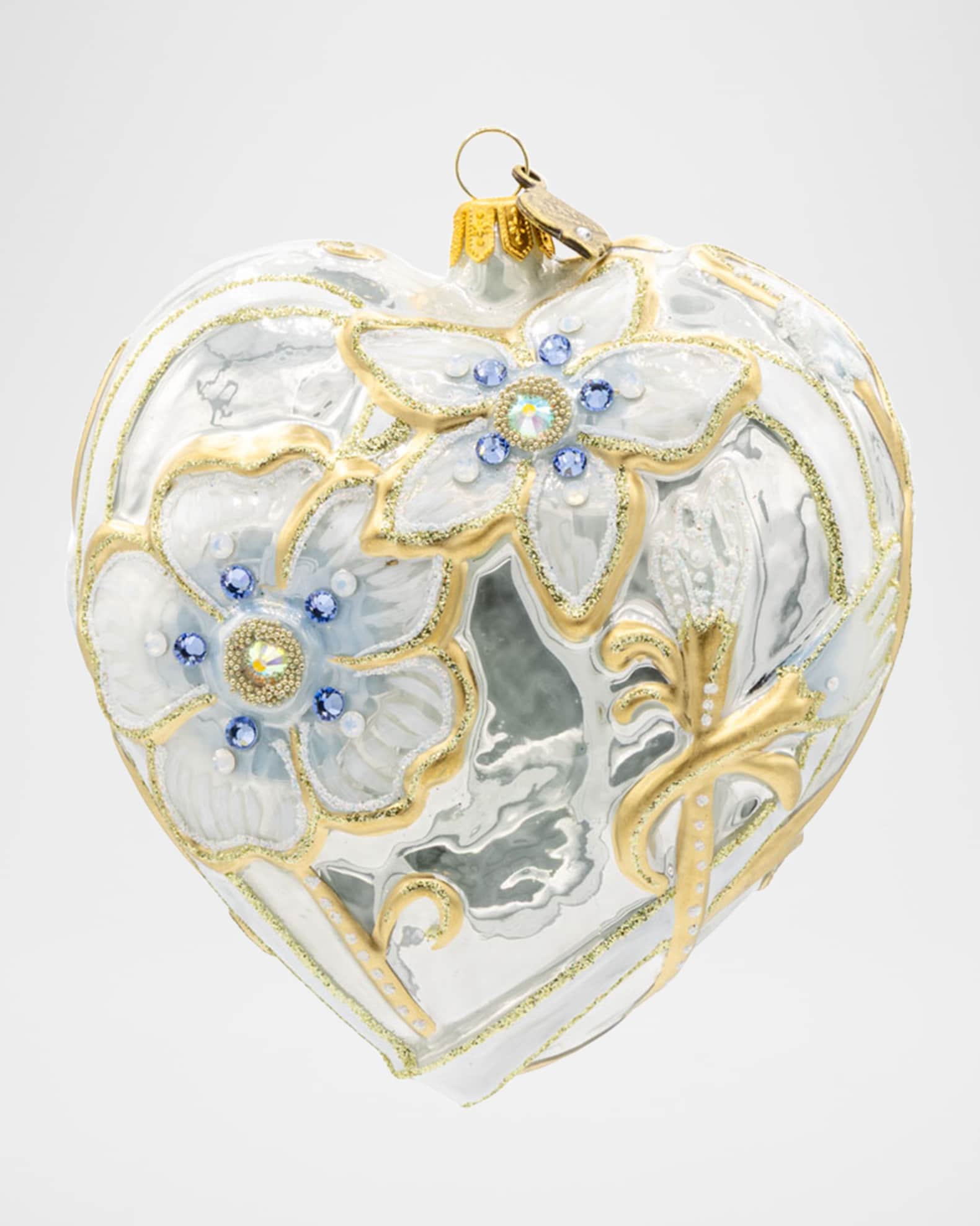 Jay Strongwater Floral Opal Heart Christmas Ornament | Neiman Marcus