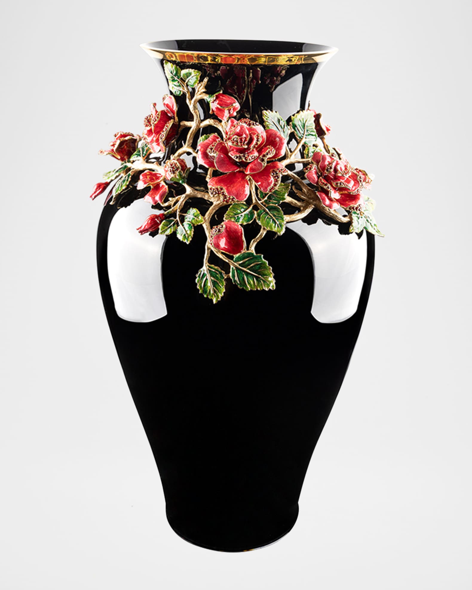 Jay Strongwater Rose Nightbloom 21" Vase | Neiman Marcus