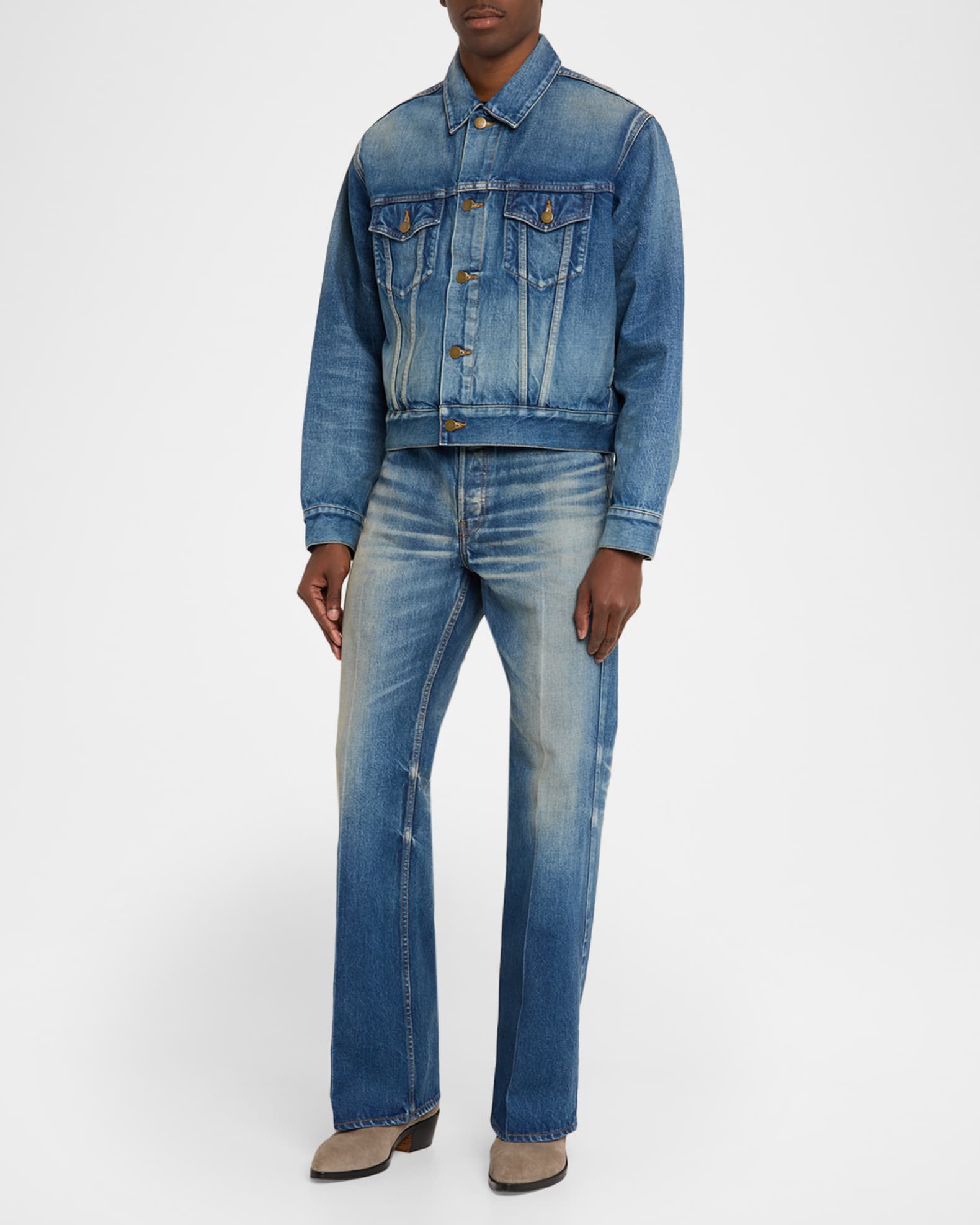 Fear of God Men's 70s Relaxed Bootcut Jeans | Neiman Marcus