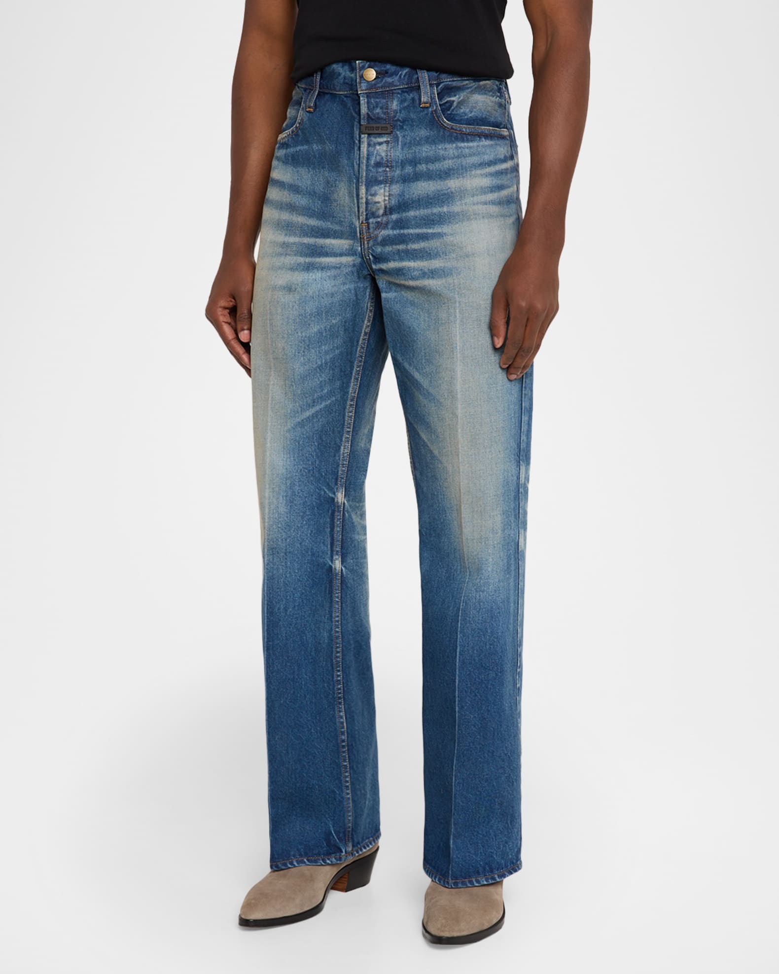 Fear of God Men's 70s Relaxed Bootcut Jeans | Neiman Marcus
