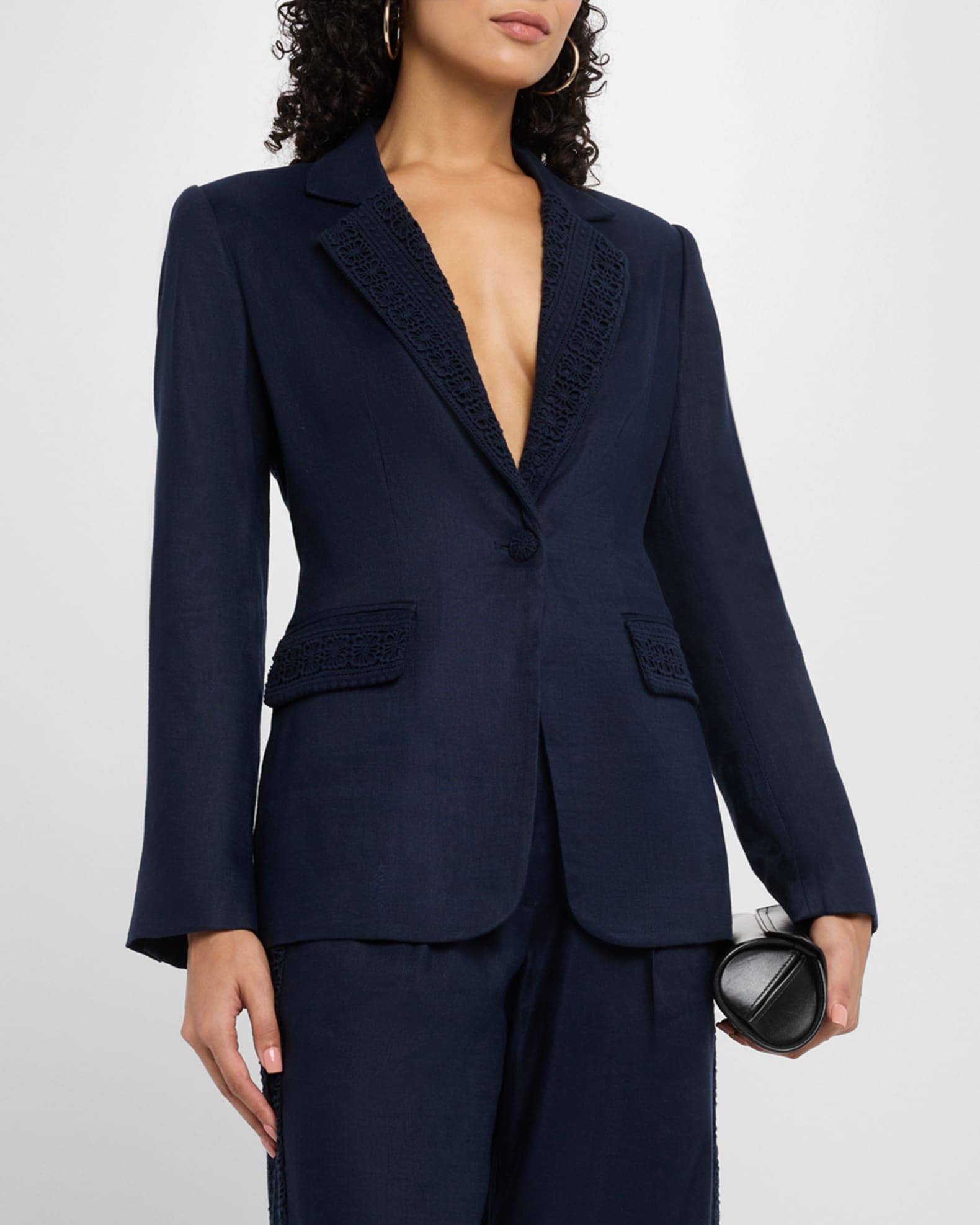 Elie Tahari The Aster Single-Button Linen Jacket | Neiman Marcus