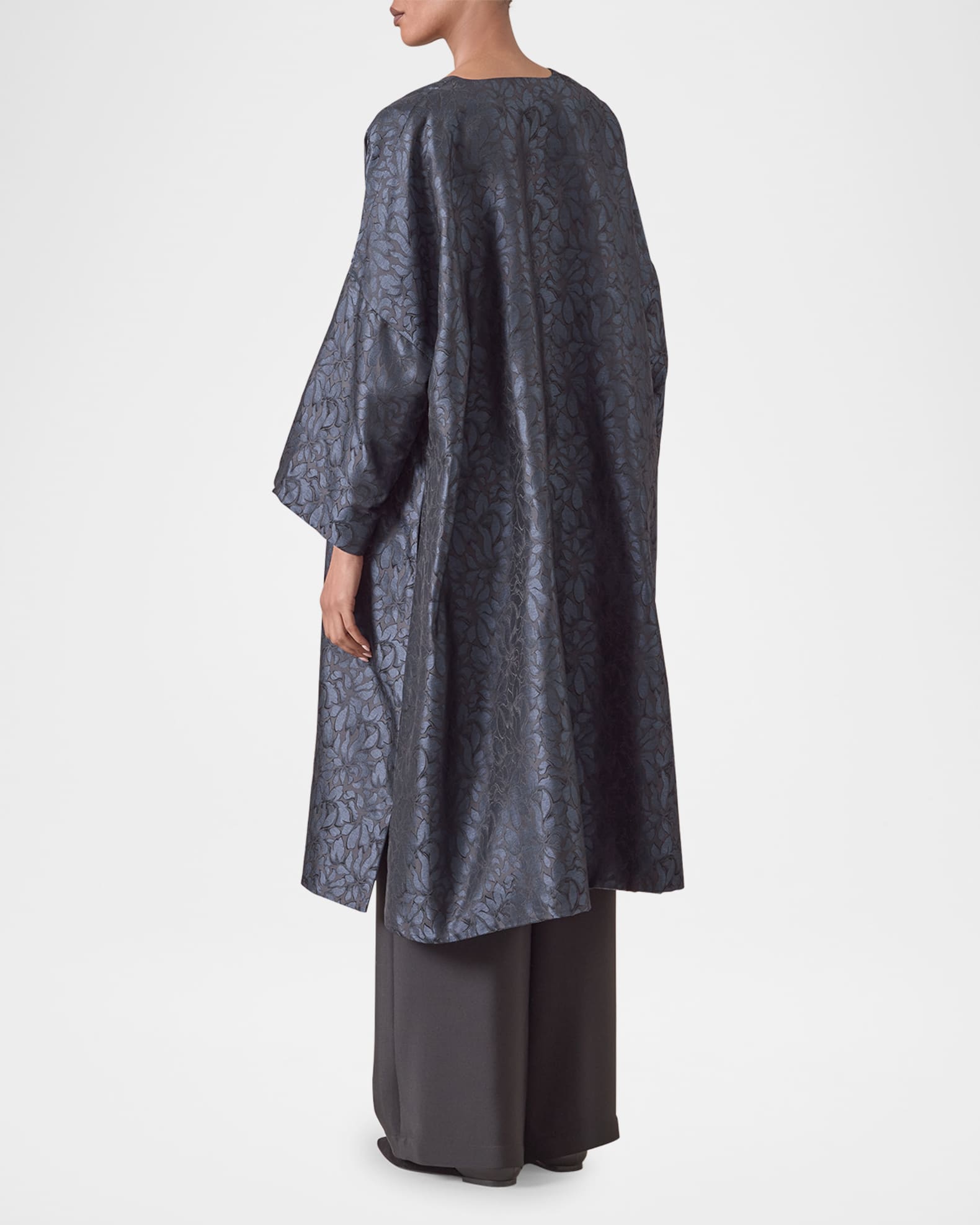 Eskandar Round Neck 3/4-Sleeve Reversible Chinese Coat | Neiman Marcus