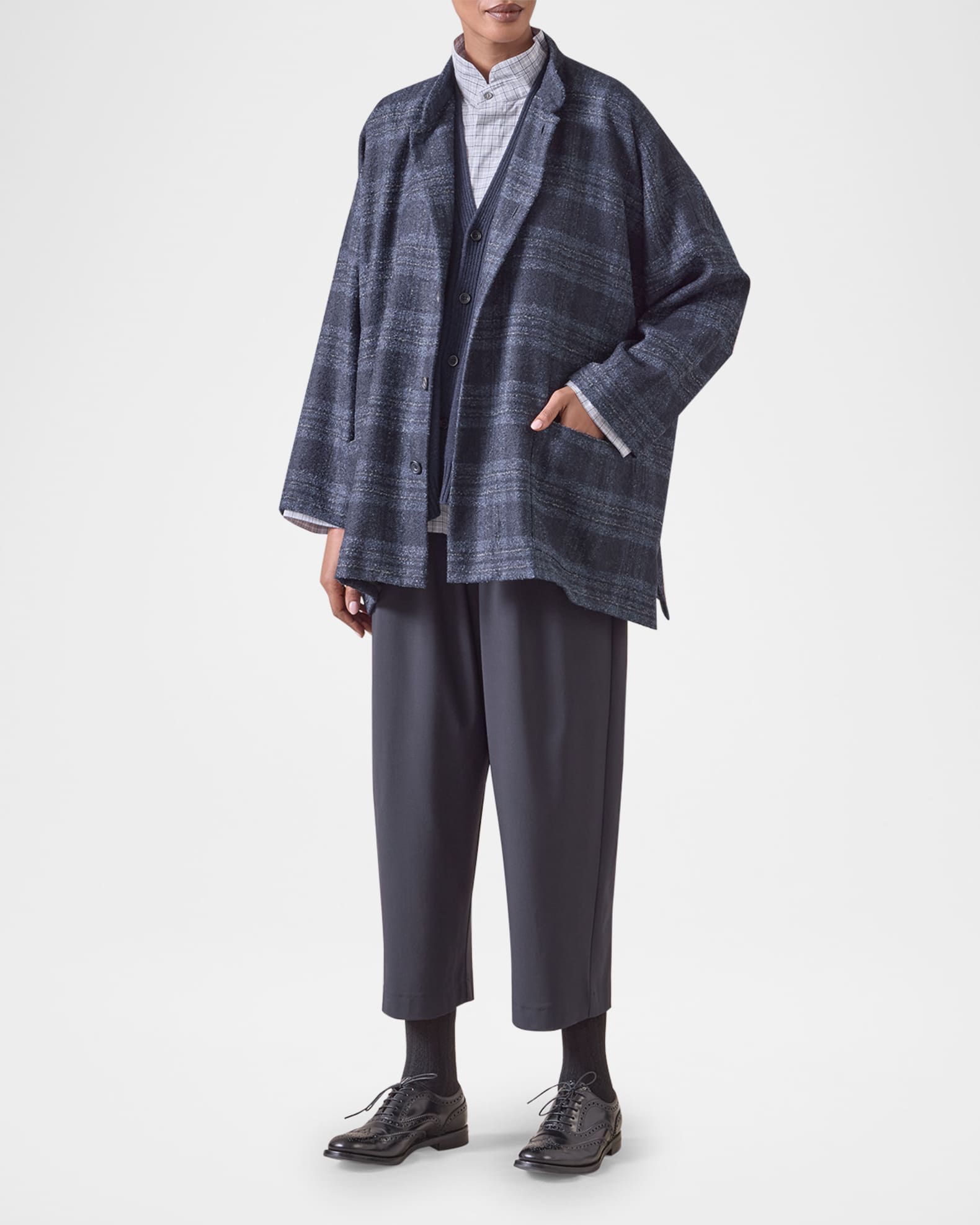 Eskandar Wide Mandarin Jacket (Long Length) | Neiman Marcus