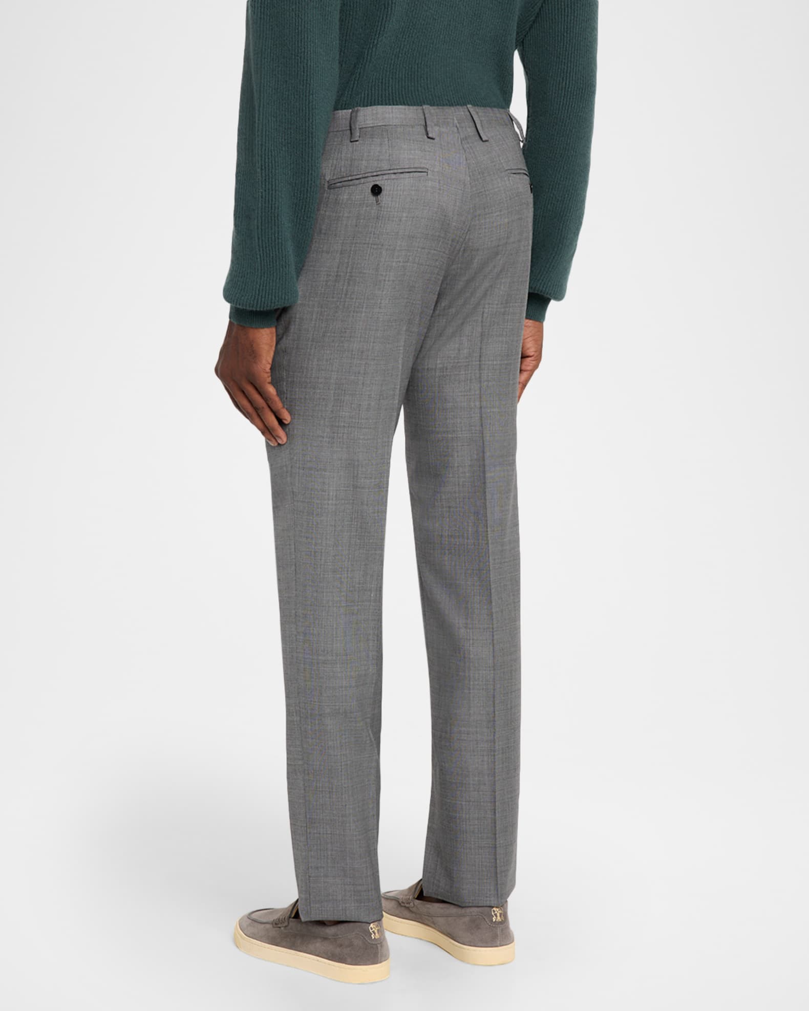 Kiton Men's Wool Twill Flat-Front Trousers | Neiman Marcus