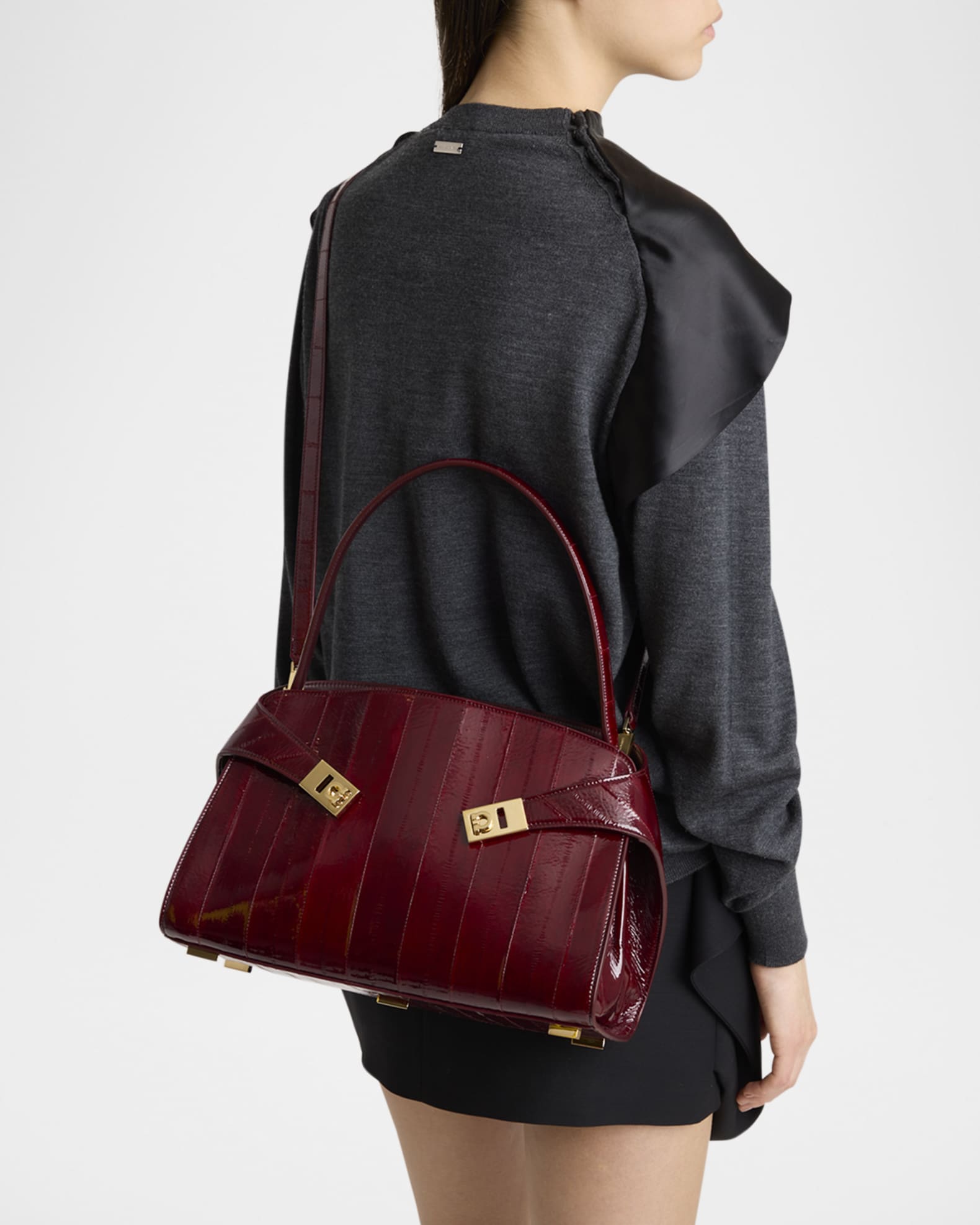 Ferragamo Hug Eel Leather Shoulder Bag | Neiman Marcus