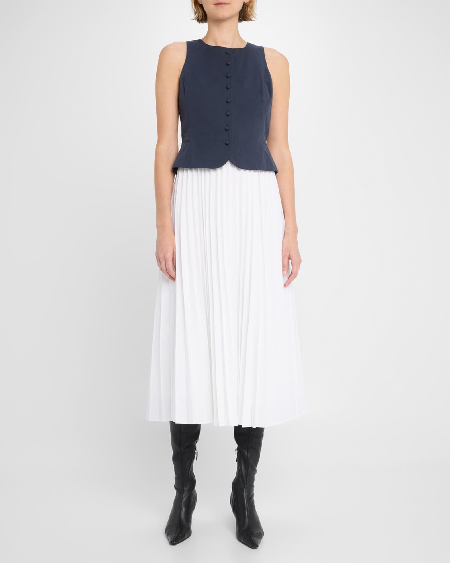 Tanya Taylor Robbie Pleated Combo Dress | Neiman Marcus