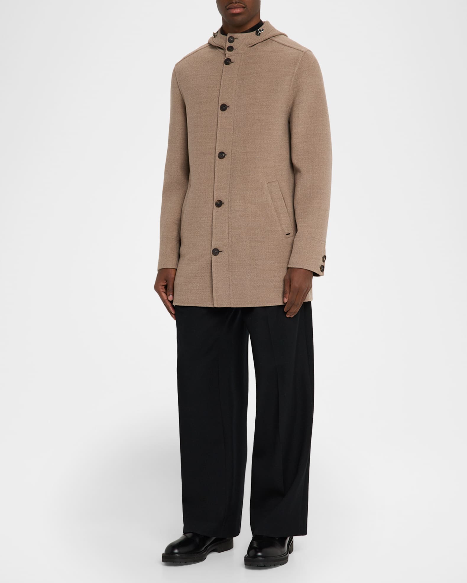 Stefano Ricci Men's Double-Face Wool Hooded Jacket | Neiman Marcus