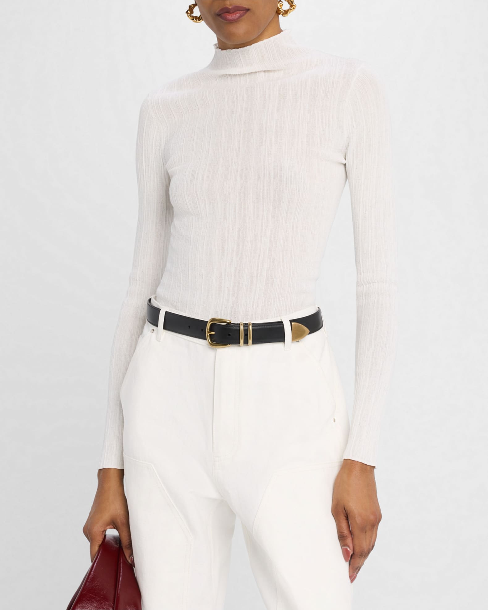 A.L.C. Hugh Fine-Knit Mock-Neck Top | Neiman Marcus
