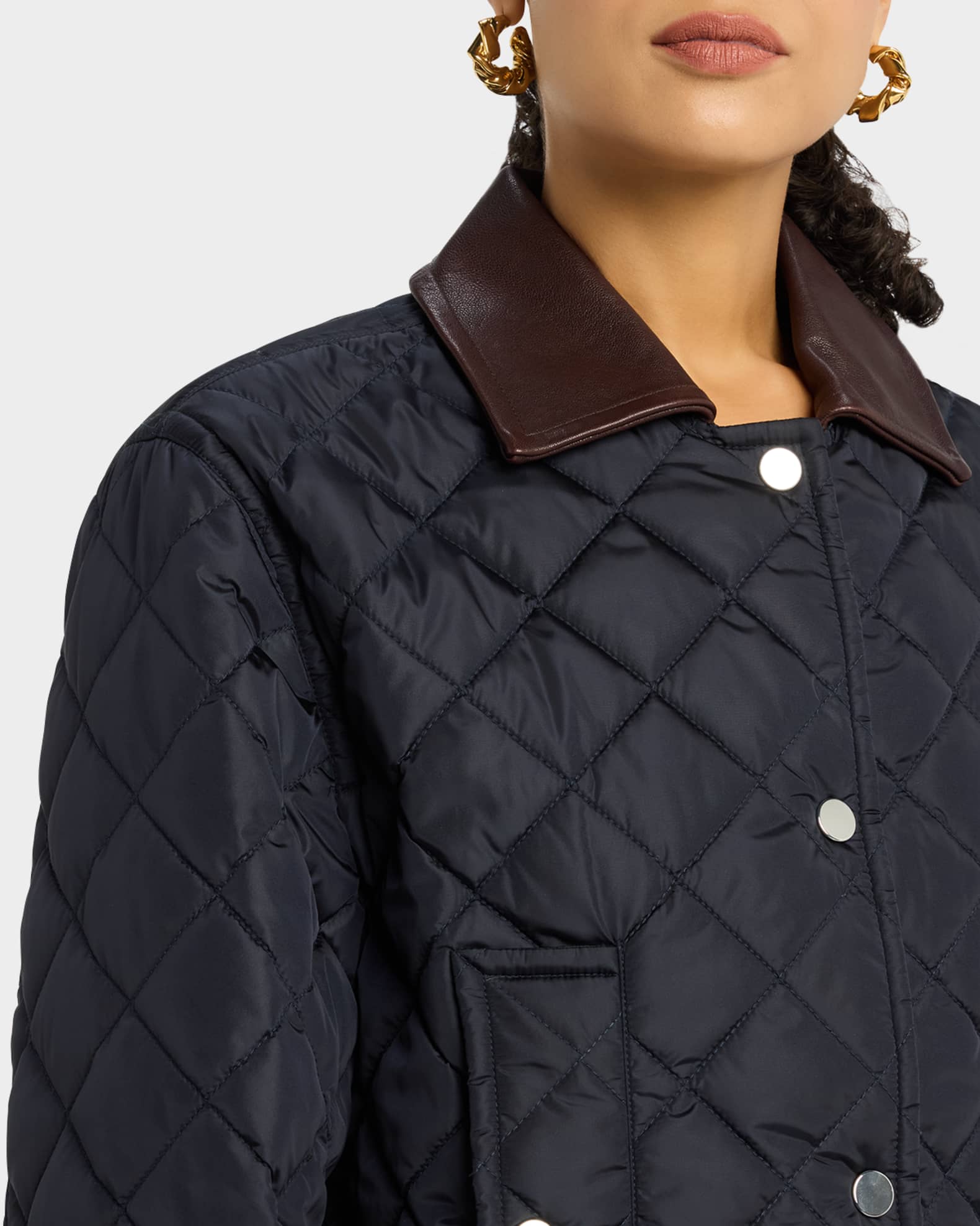 A.L.C. Henri Quilted Contrast Collar Jacket | Neiman Marcus