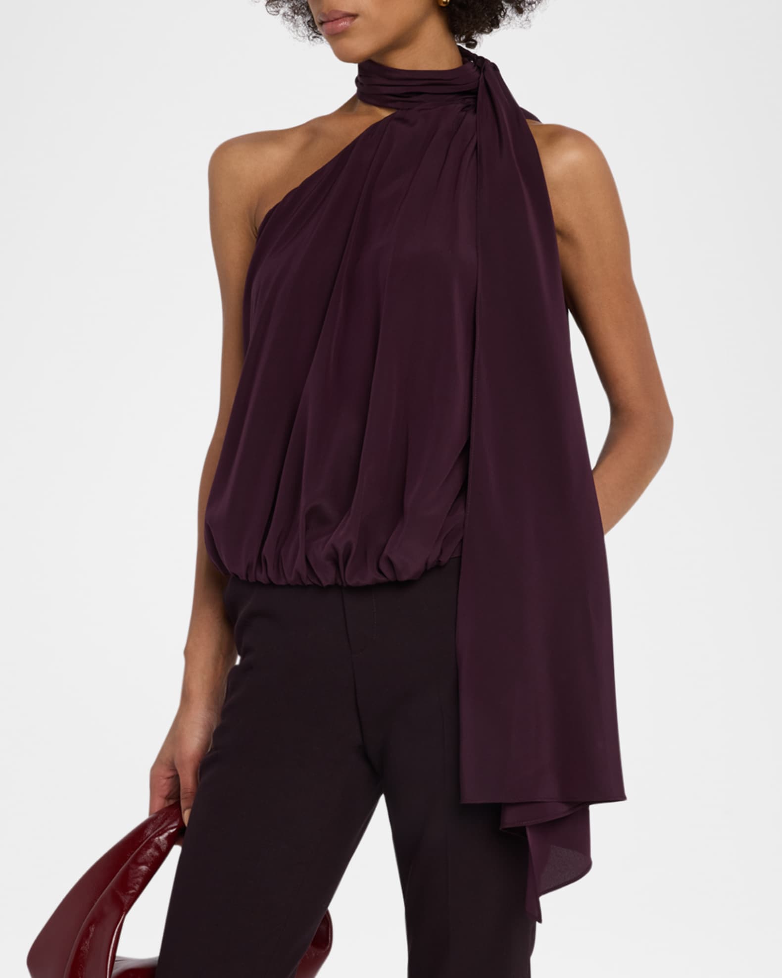 A.L.C. Celeste Draped Tie-Neck Silk Top | Neiman Marcus