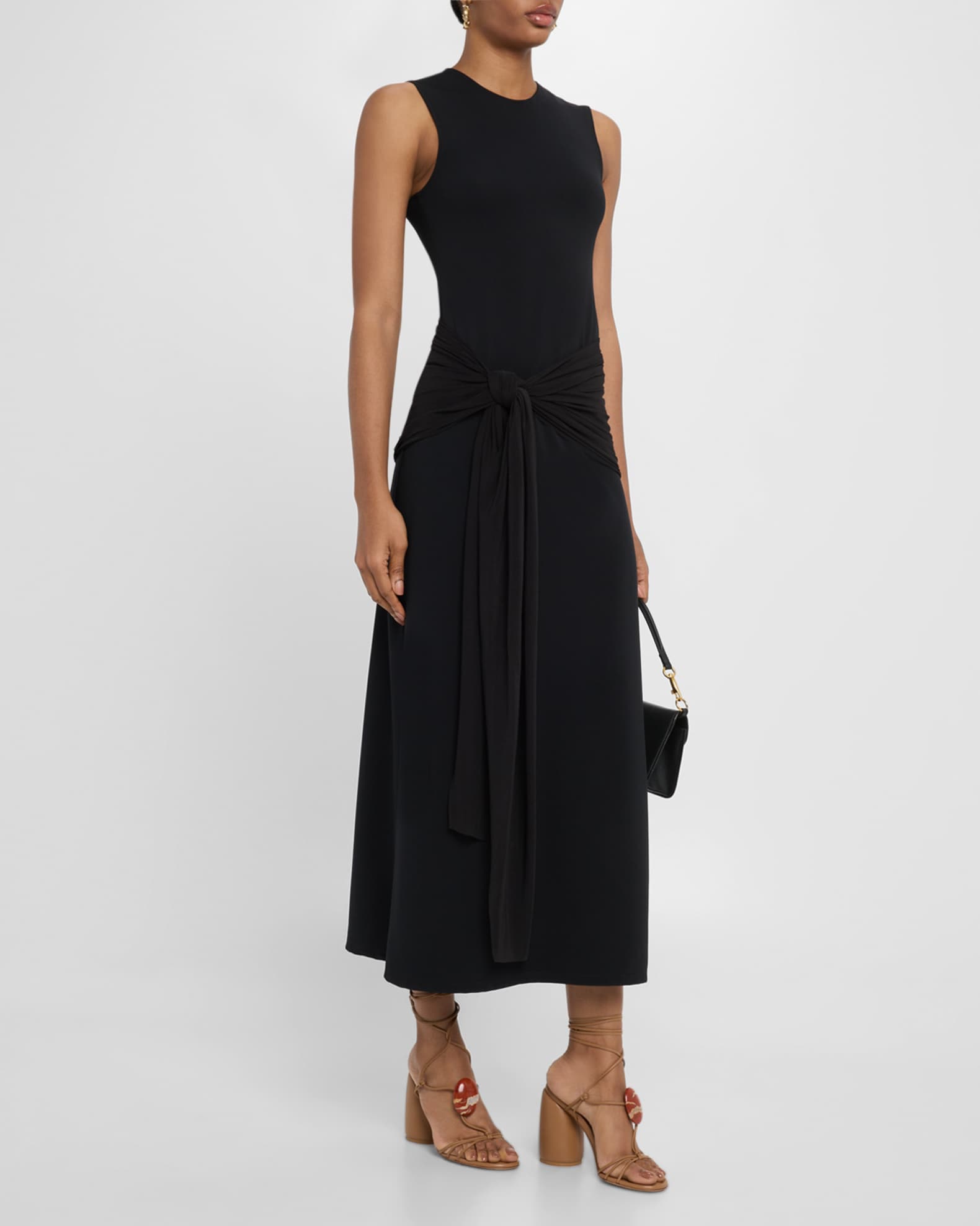 JBQ Rory Tie-Front Midi Dress | Neiman Marcus