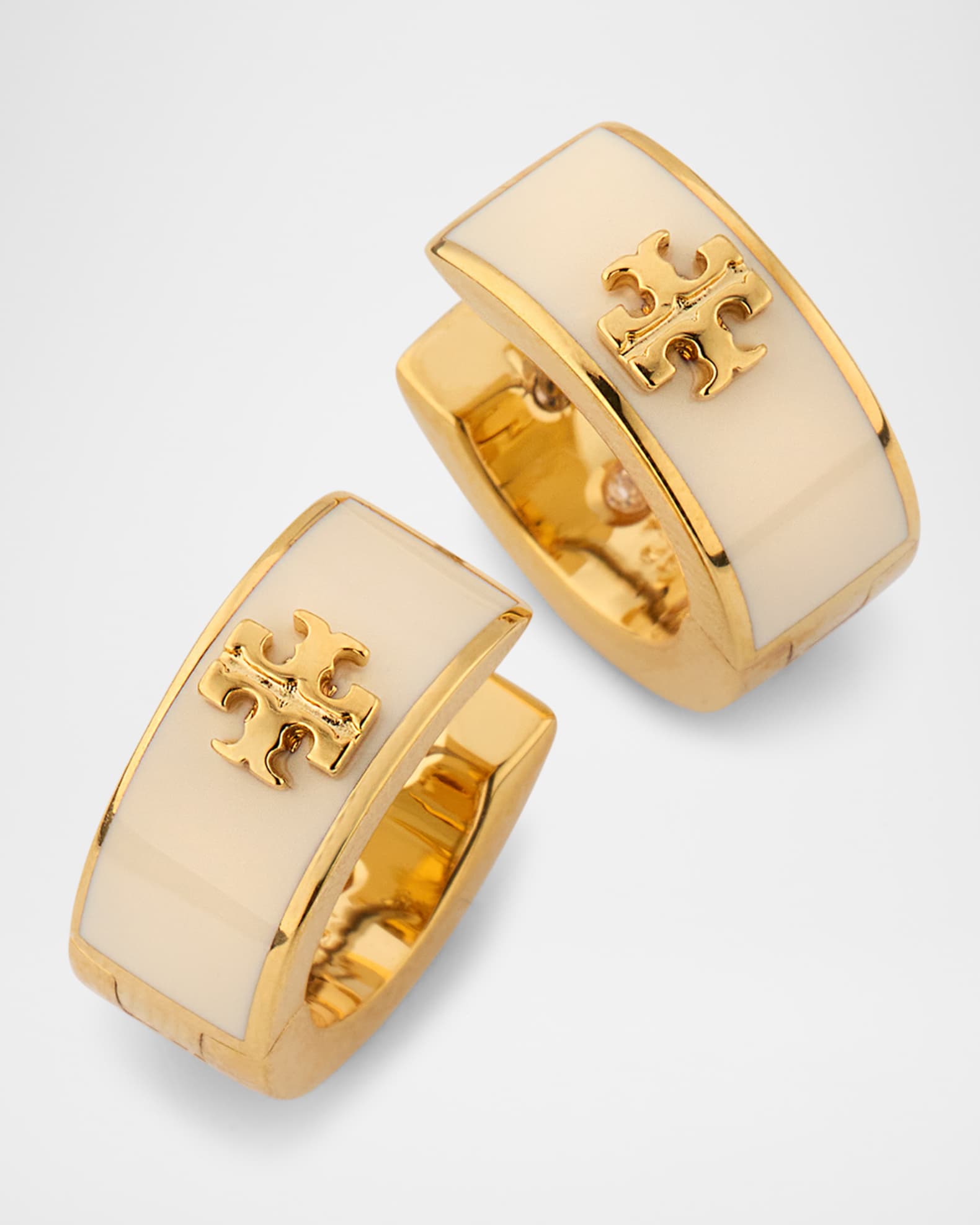 Tory Burch Icon Enamel Huggie Earrings | Neiman Marcus