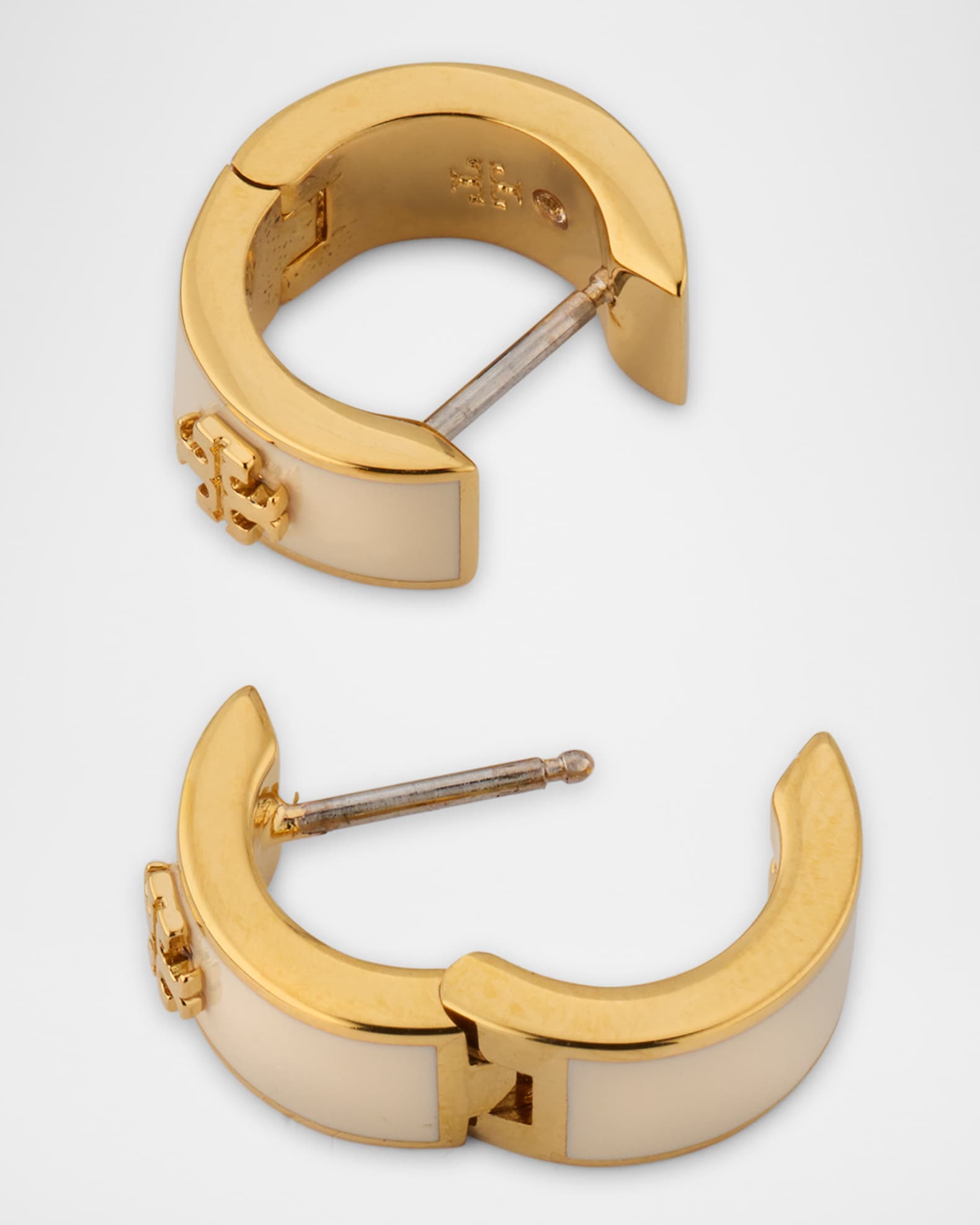 Tory Burch Icon Enamel Huggie Earrings | Neiman Marcus