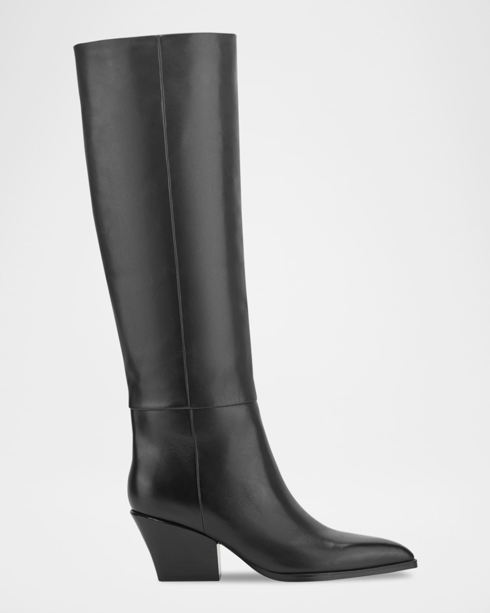 Marc Fisher LTD Tarrie Stacked Heel Leather Knee-High Boots | Neiman Marcus