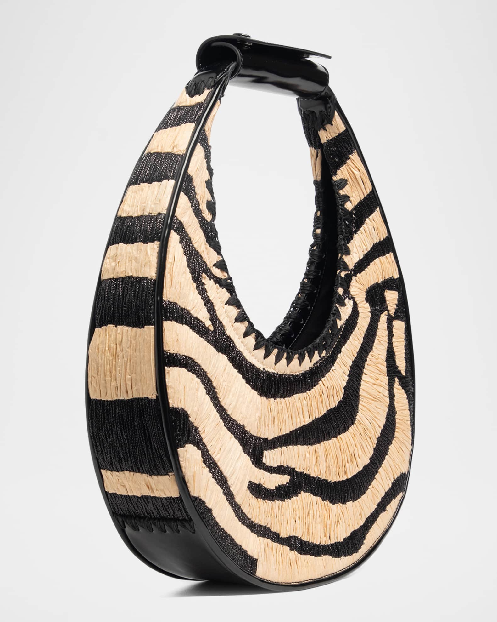 STAUD Moon Zebra Raffia Shoulder Bag | Neiman Marcus