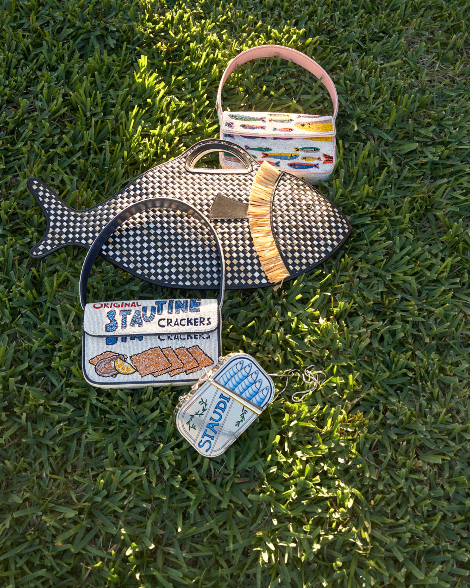 STAUD Cleo Fish Basket Leather Top-Handle Bag | Neiman Marcus