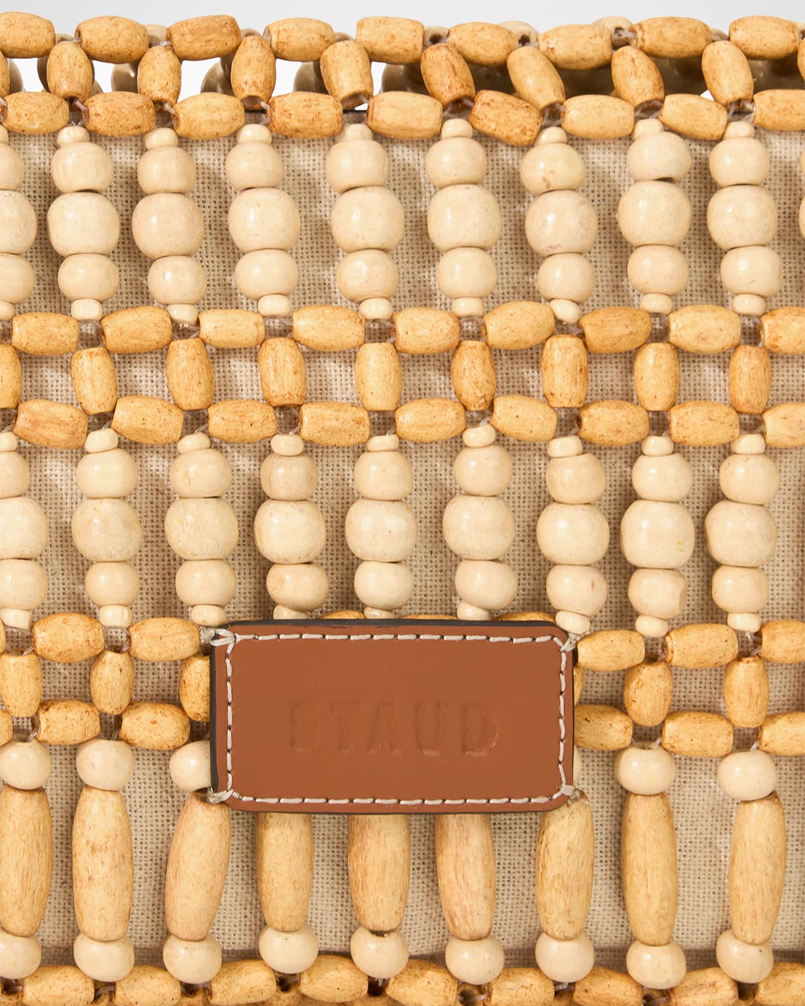 STAUD Timmy Convertible Beaded Wood Shoulder Bag | Neiman Marcus