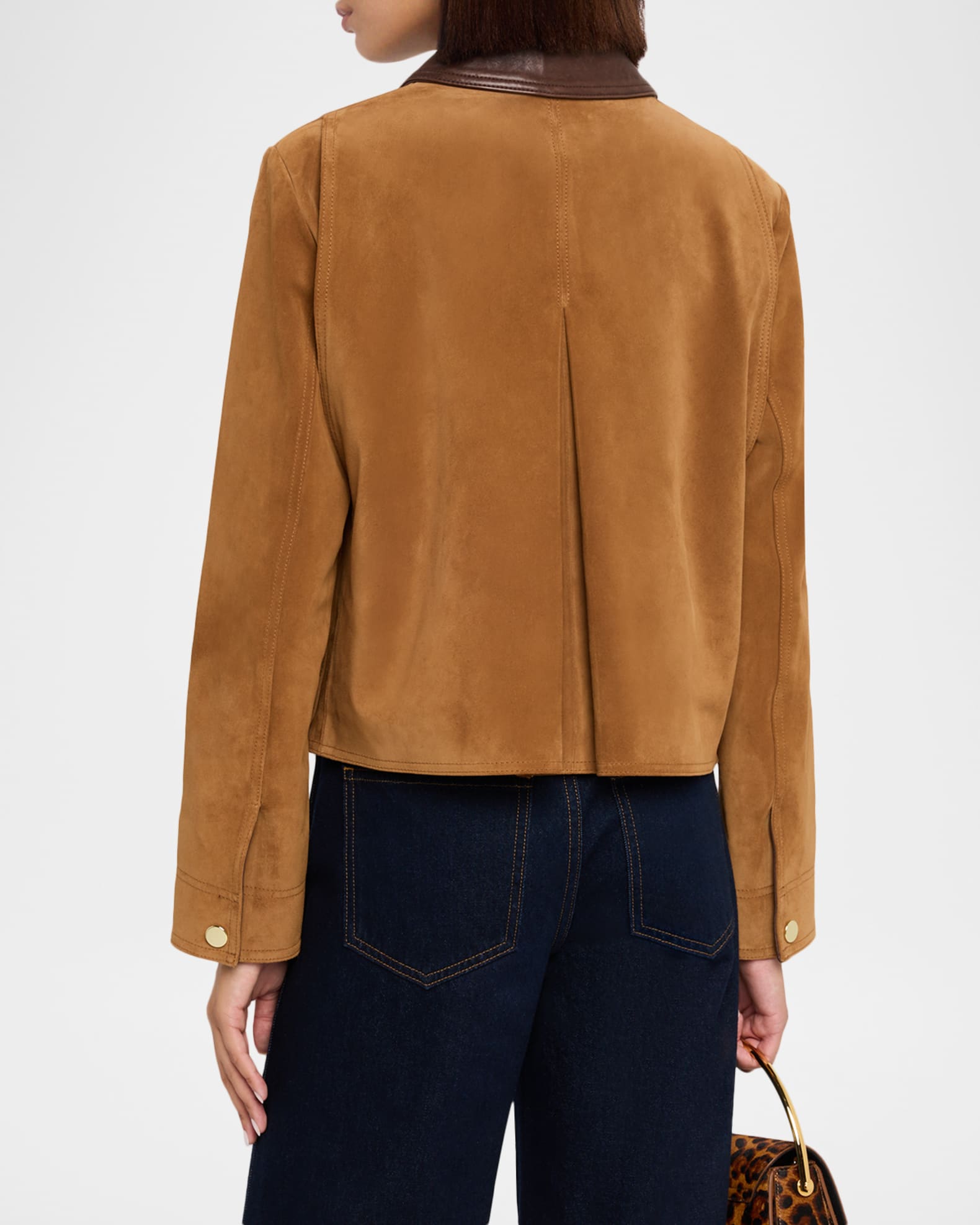 Veronica Beard Walters Cropped Suede Jacket | Neiman Marcus