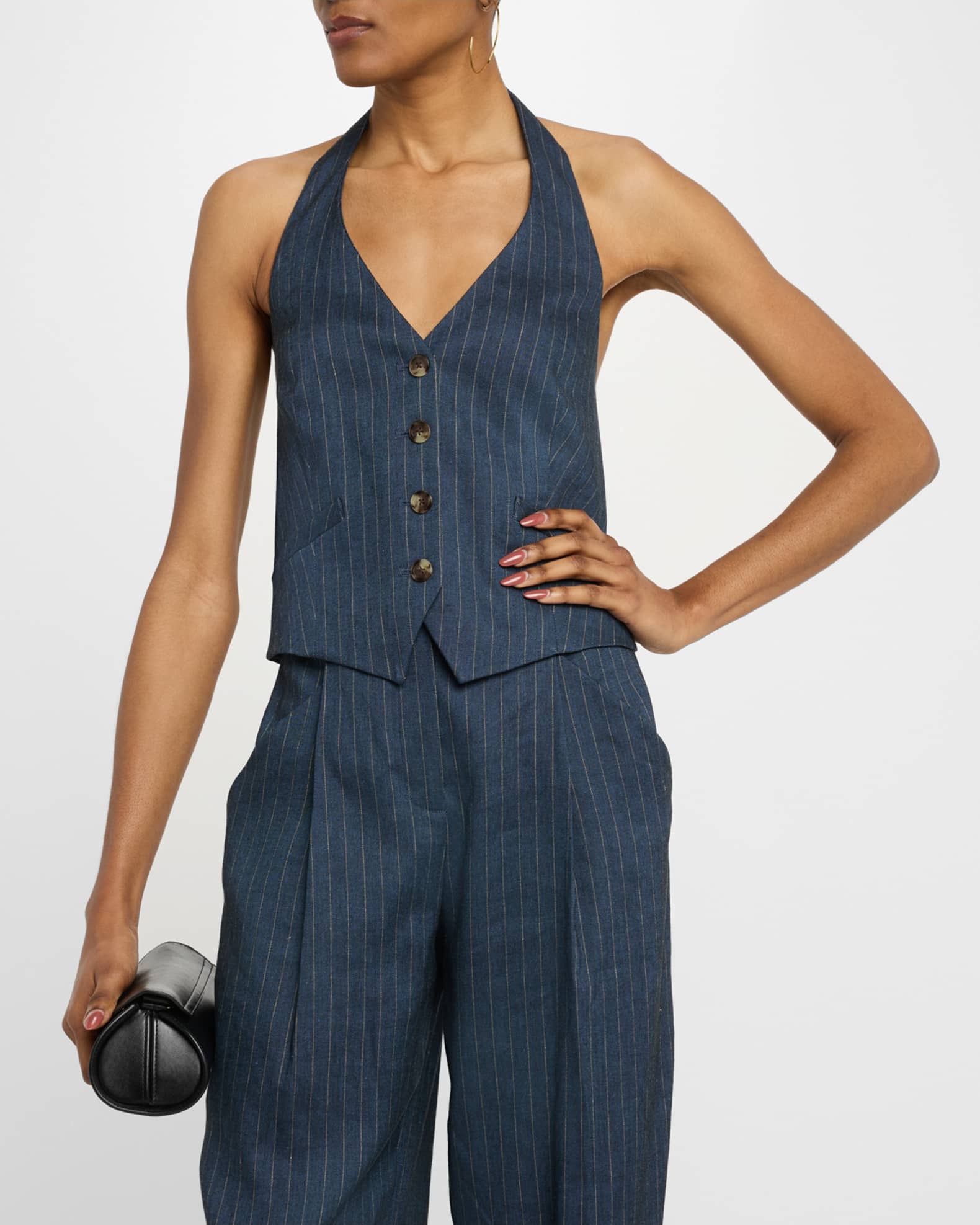 Veronica Beard Arabella Pinstripe Halter Vest | Neiman Marcus