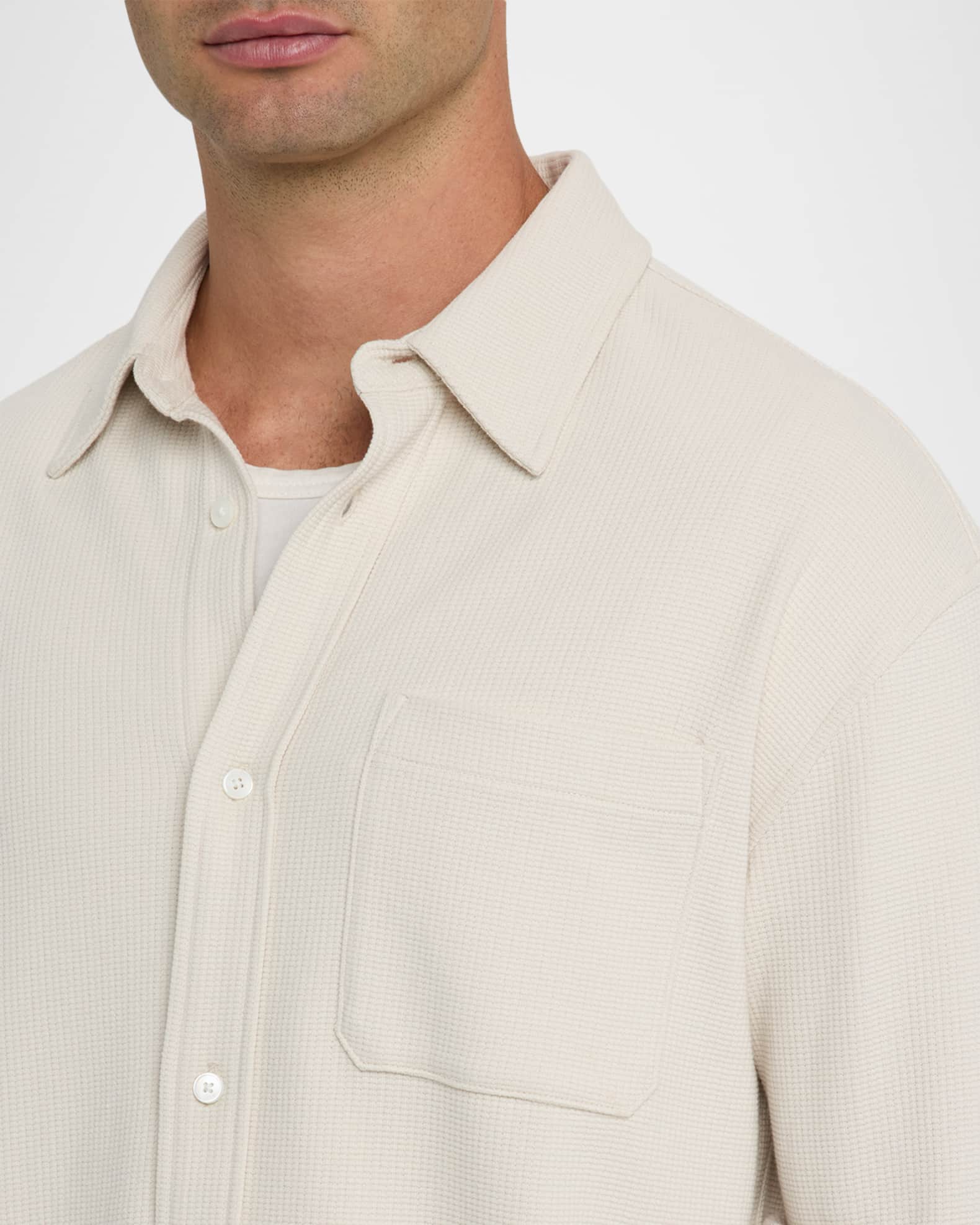 FRAME Men's Cotton Waffle Texture Button-Down Shirt | Neiman Marcus