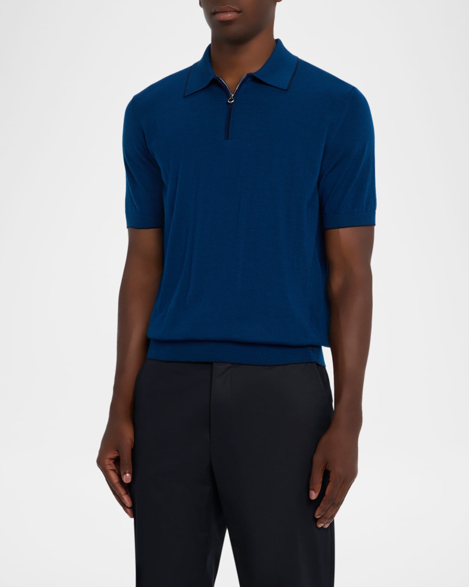Stefano Ricci Men's Quarter-Zip Short Sleeve Polo Sweater | Neiman Marcus