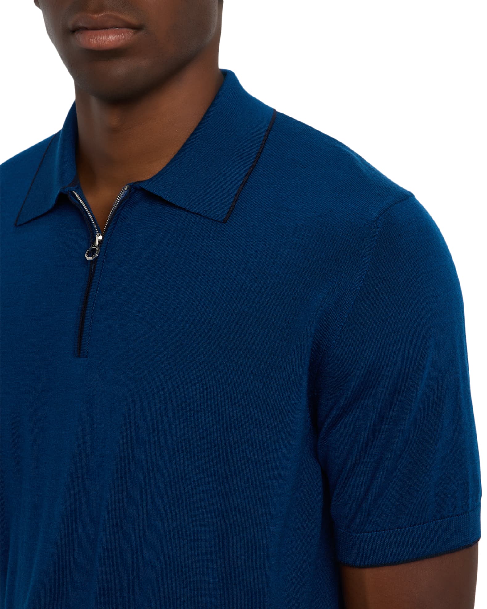 Stefano Ricci Men's Quarter-Zip Short Sleeve Polo Sweater | Neiman Marcus