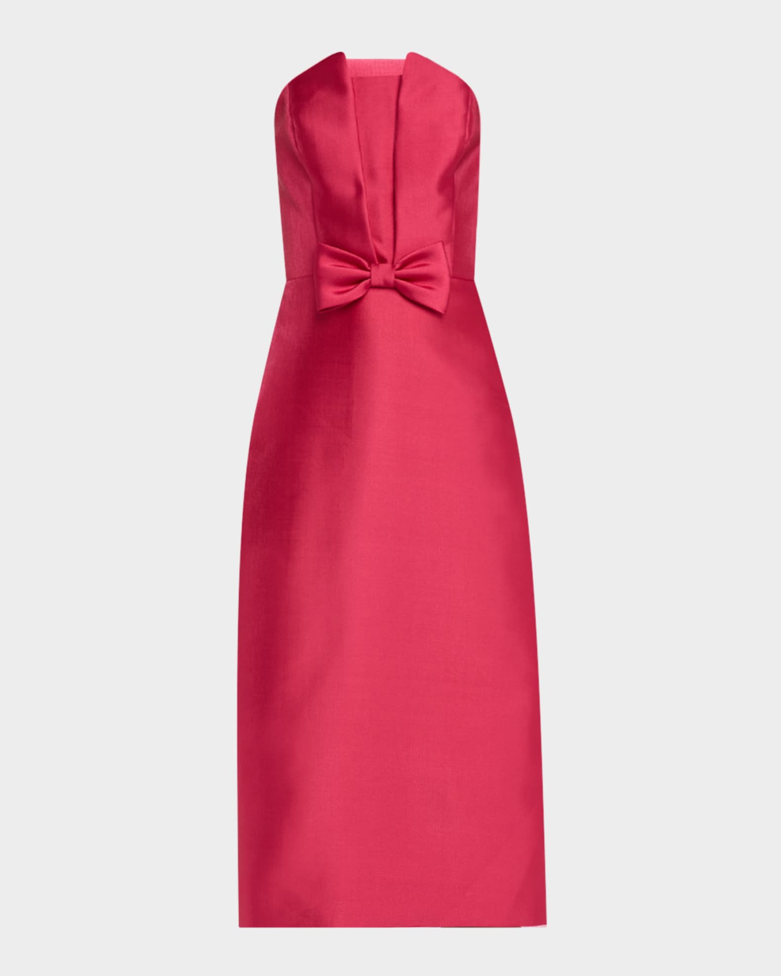 Theia Bridget Strapless Mikado Midi Dress | Neiman Marcus
