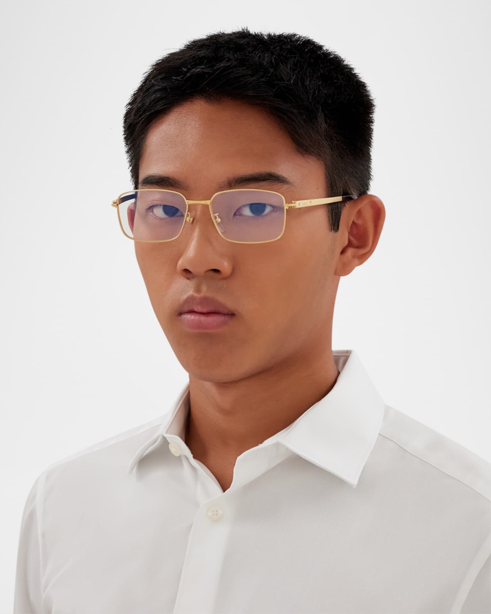 Cartier Men's CT0555OA Titanium Rectangle Optical Frames | Neiman Marcus