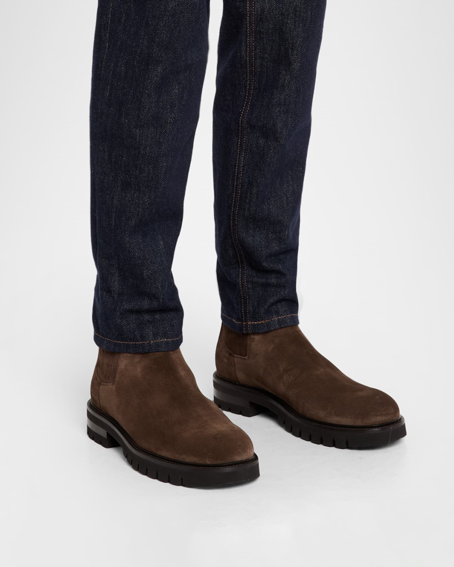 Ferragamo Men's Asphalt Suede Chelsea Boots | Neiman Marcus