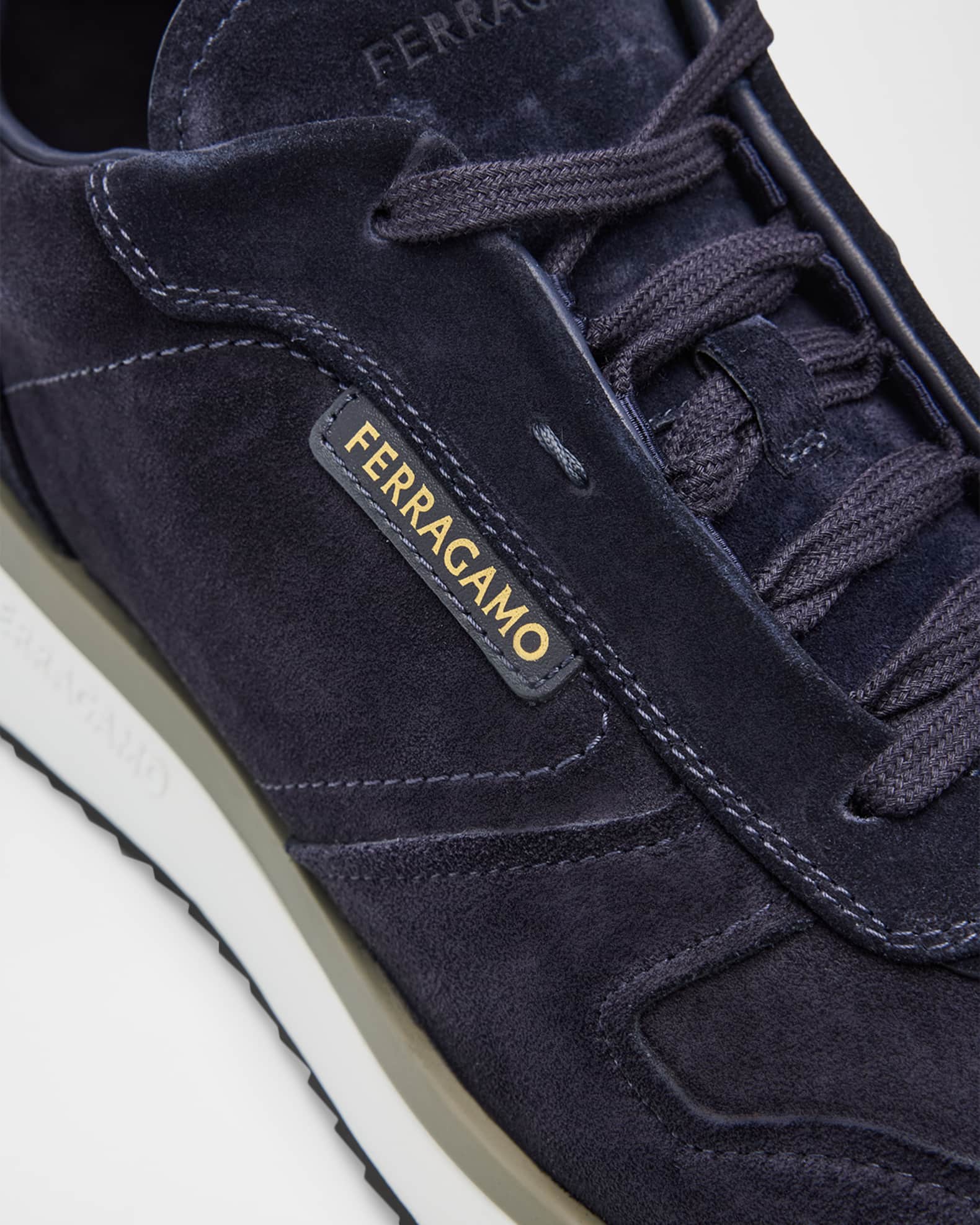 Ferragamo Men's America Suede Low-Top Sneakers | Neiman Marcus