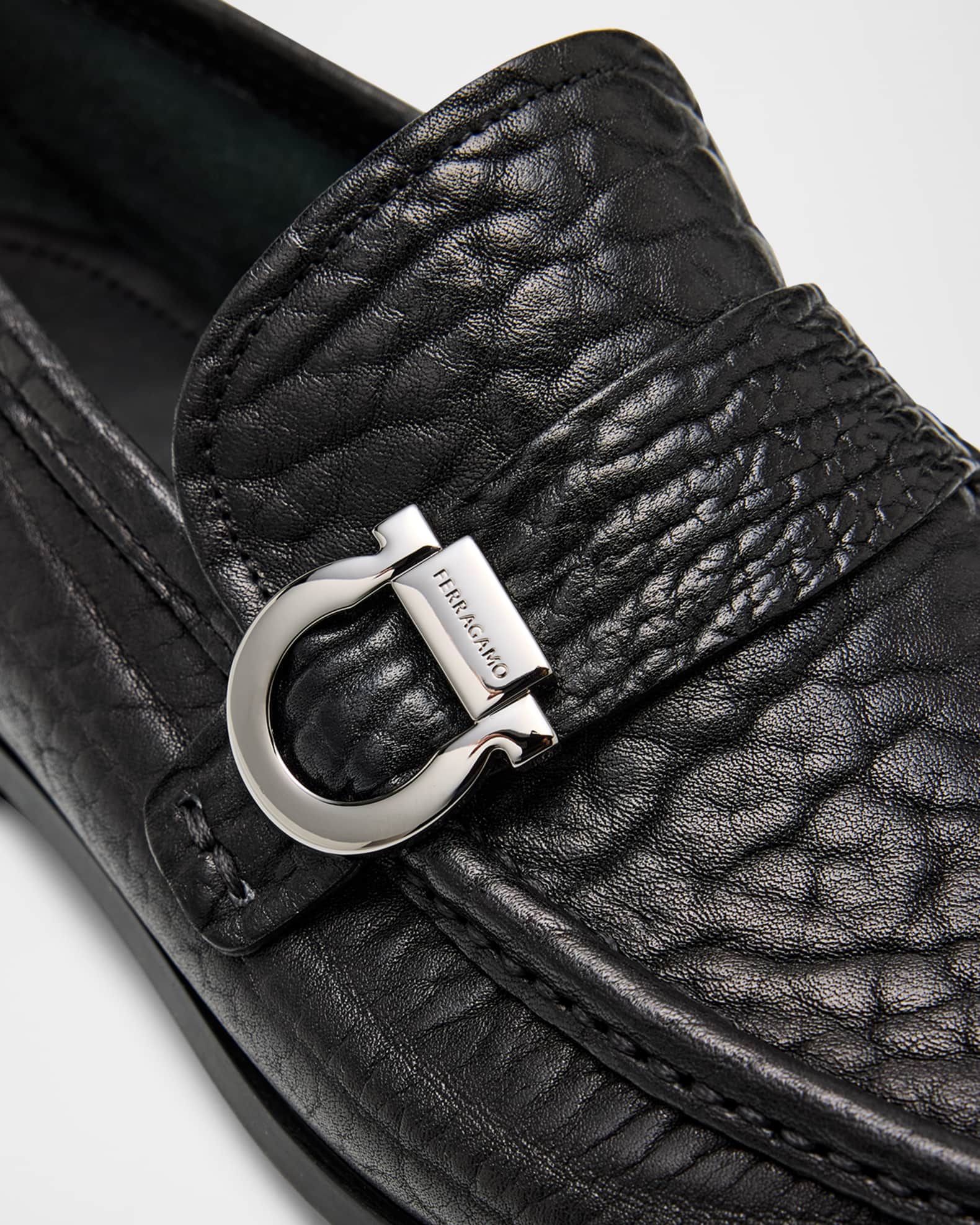 Ferragamo Men's Caspian 2 Leather Moc-Toe Loafers | Neiman Marcus