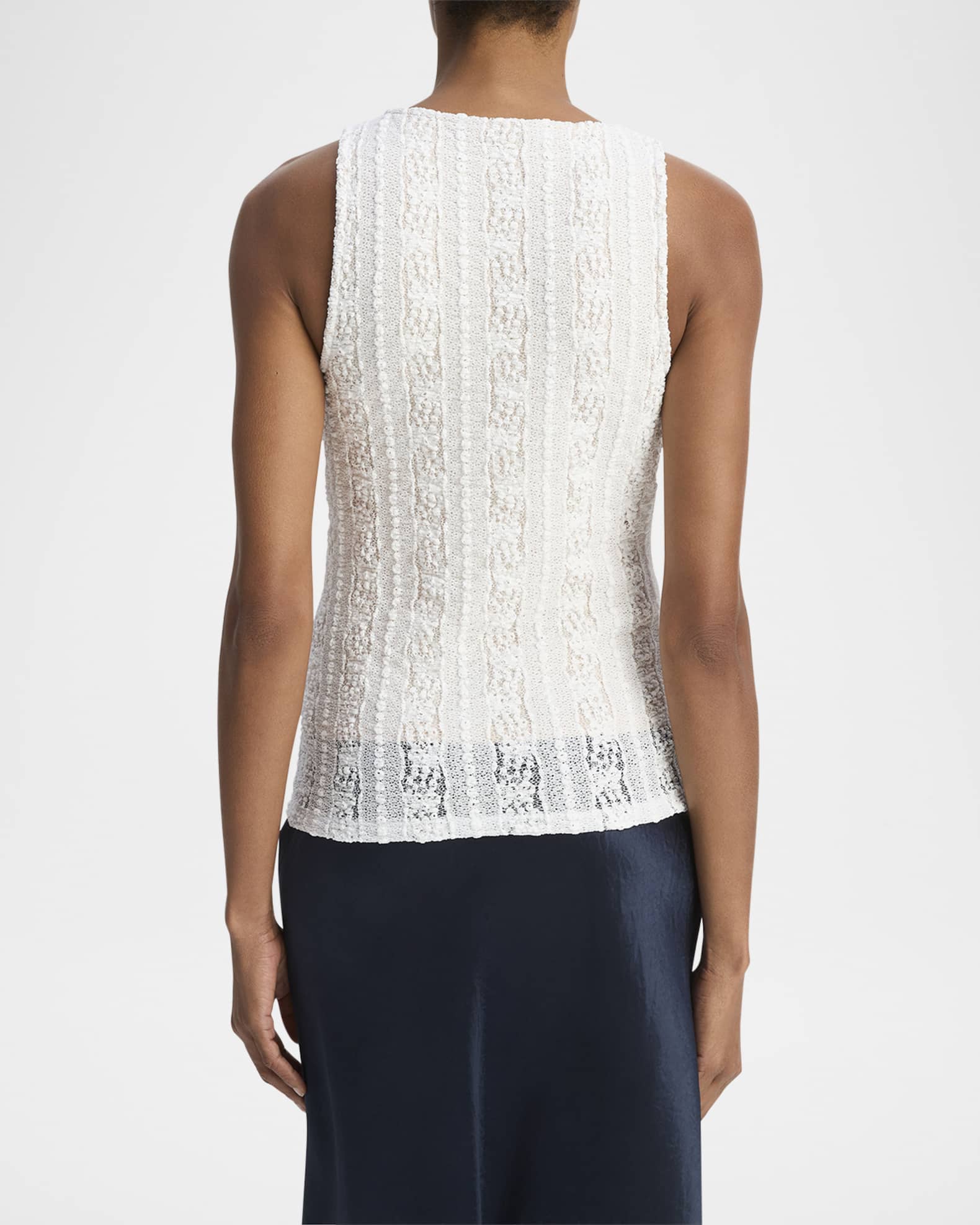 Vince High-Neck Textured Shell | Neiman Marcus