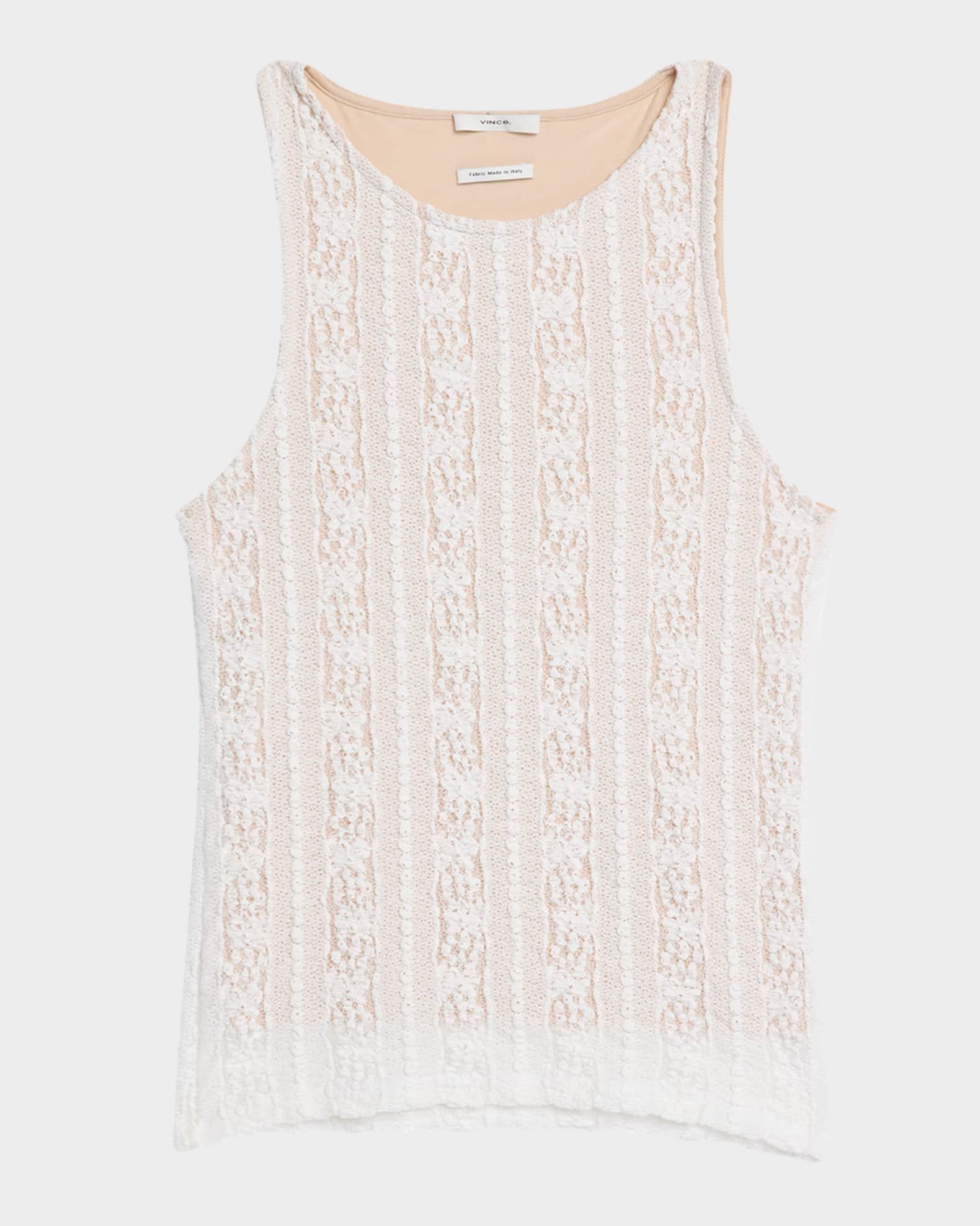 Vince High-Neck Textured Shell | Neiman Marcus