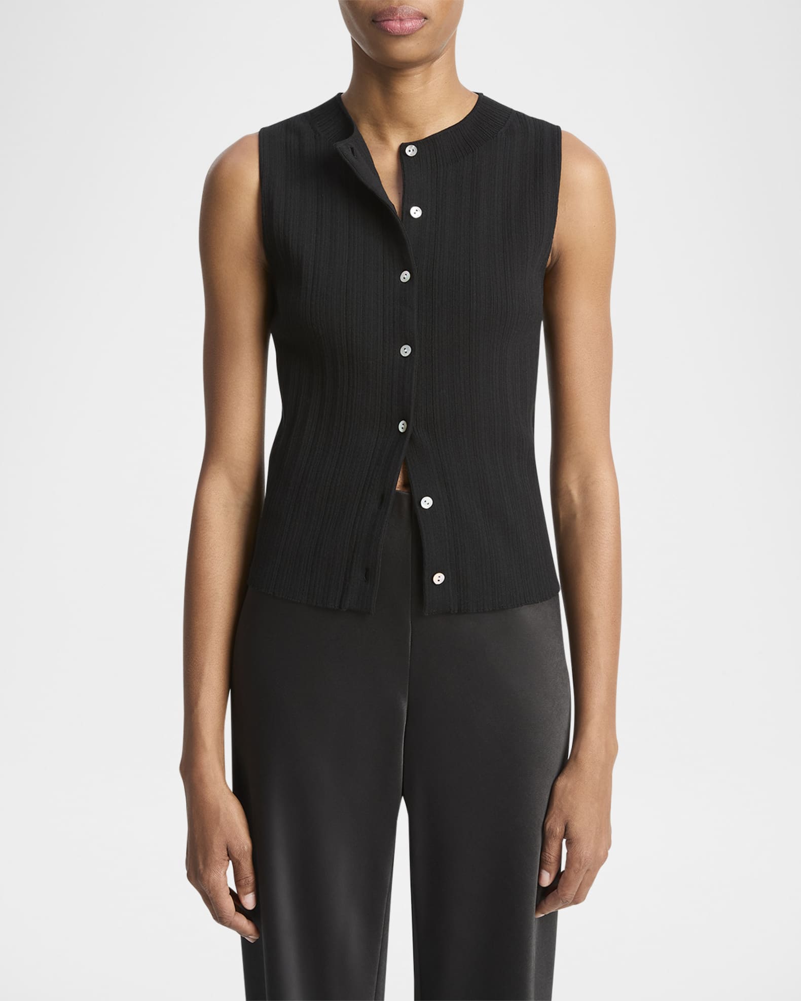 Vince Button-Front Shell Sweater | Neiman Marcus