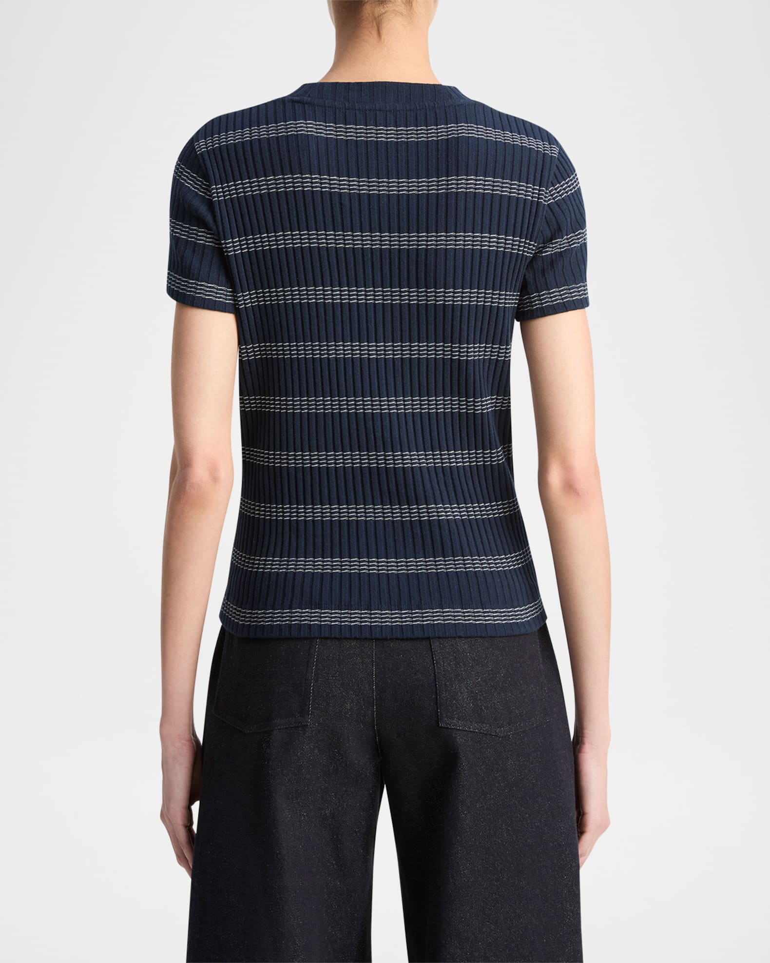 Vince Stripe Short-Sleeve Crewneck Tee | Neiman Marcus