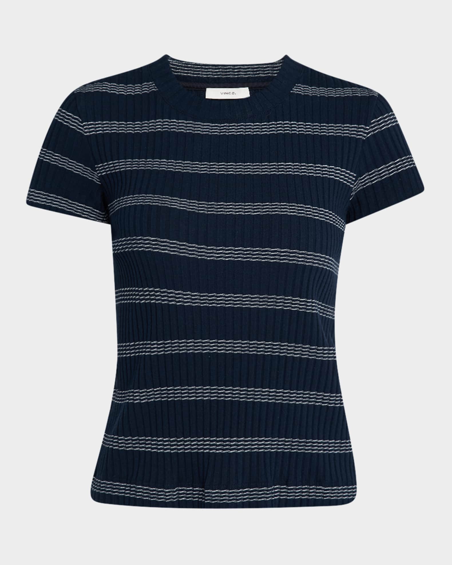 Vince Stripe Short-Sleeve Crewneck Tee | Neiman Marcus
