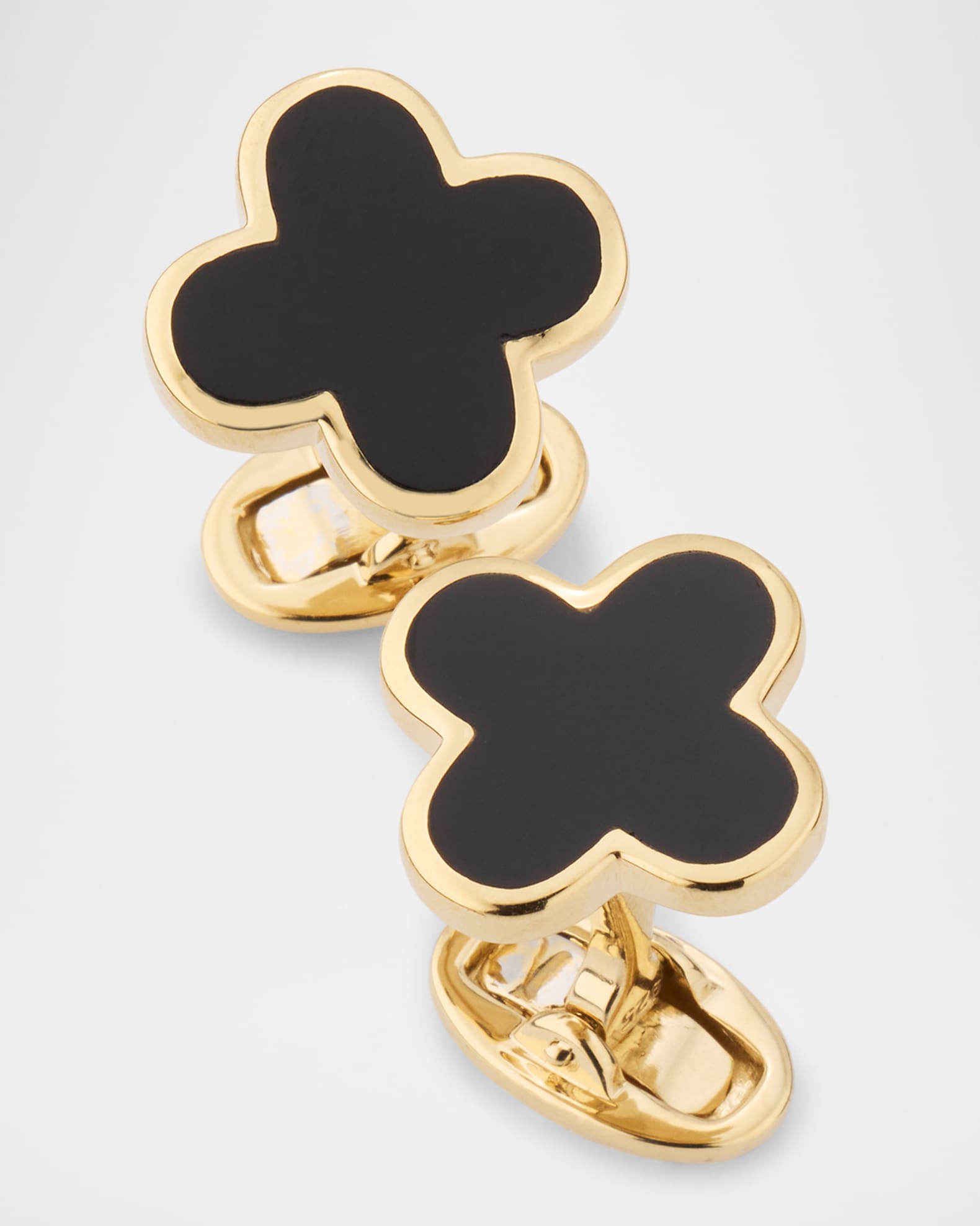 Jan Leslie Men's 18K Gold Vermeil Black Onyx Clover Cufflinks | Neiman ...