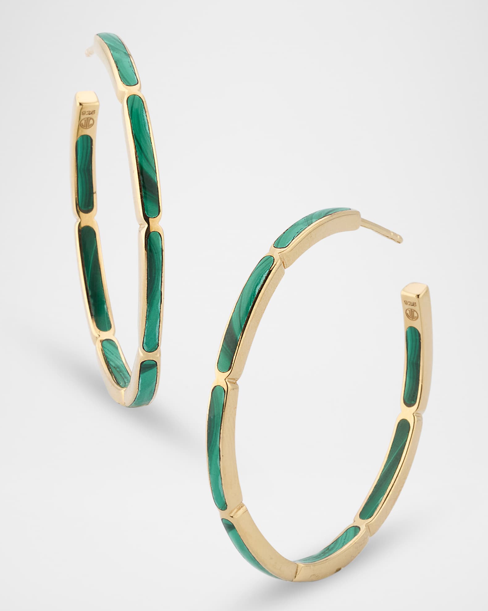 Jan Leslie Inside Out Malachite Hoop Earrings in 18K Yellow Gold ...