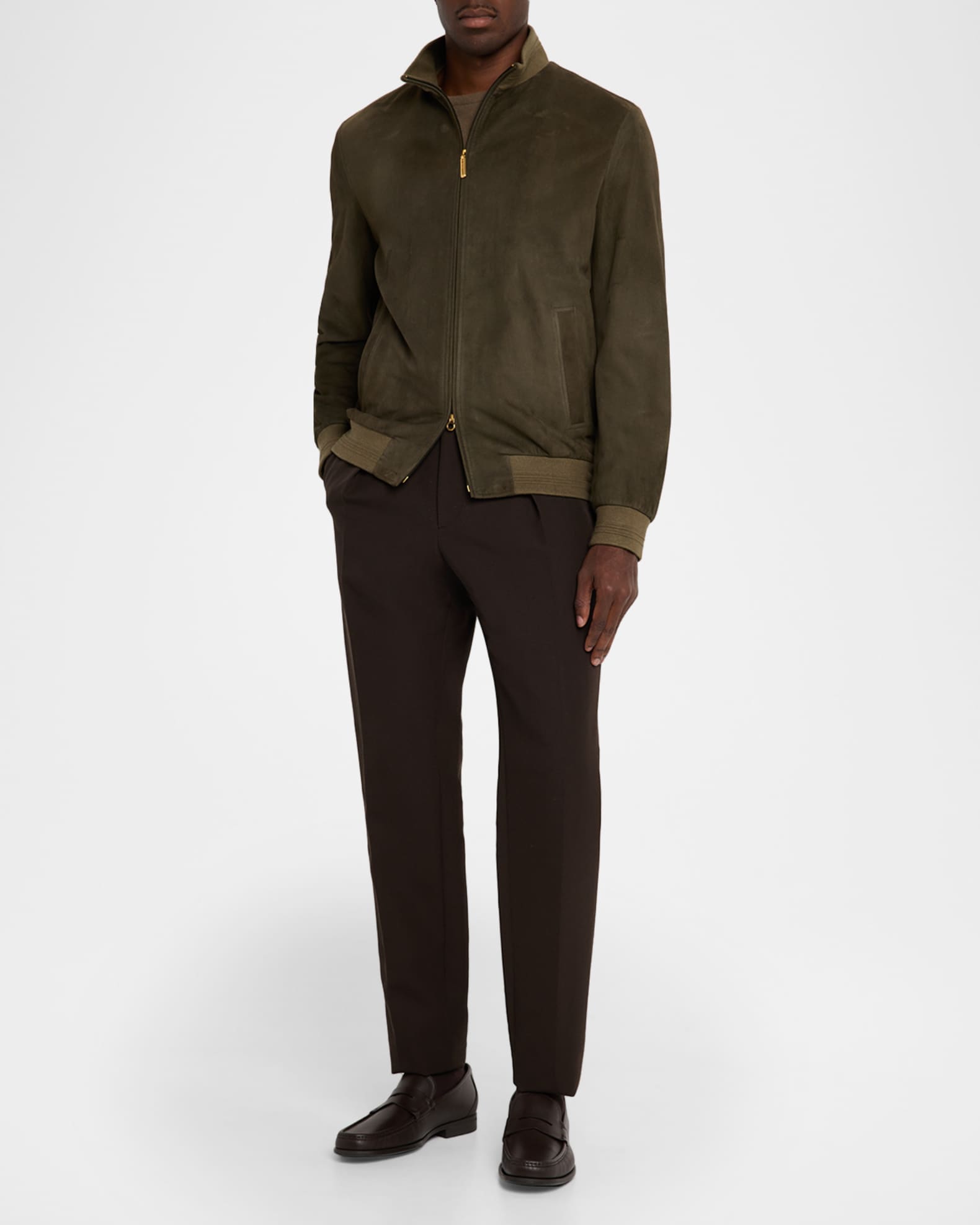 Stefano Ricci Men's Suede Full-Zip Jacket | Neiman Marcus