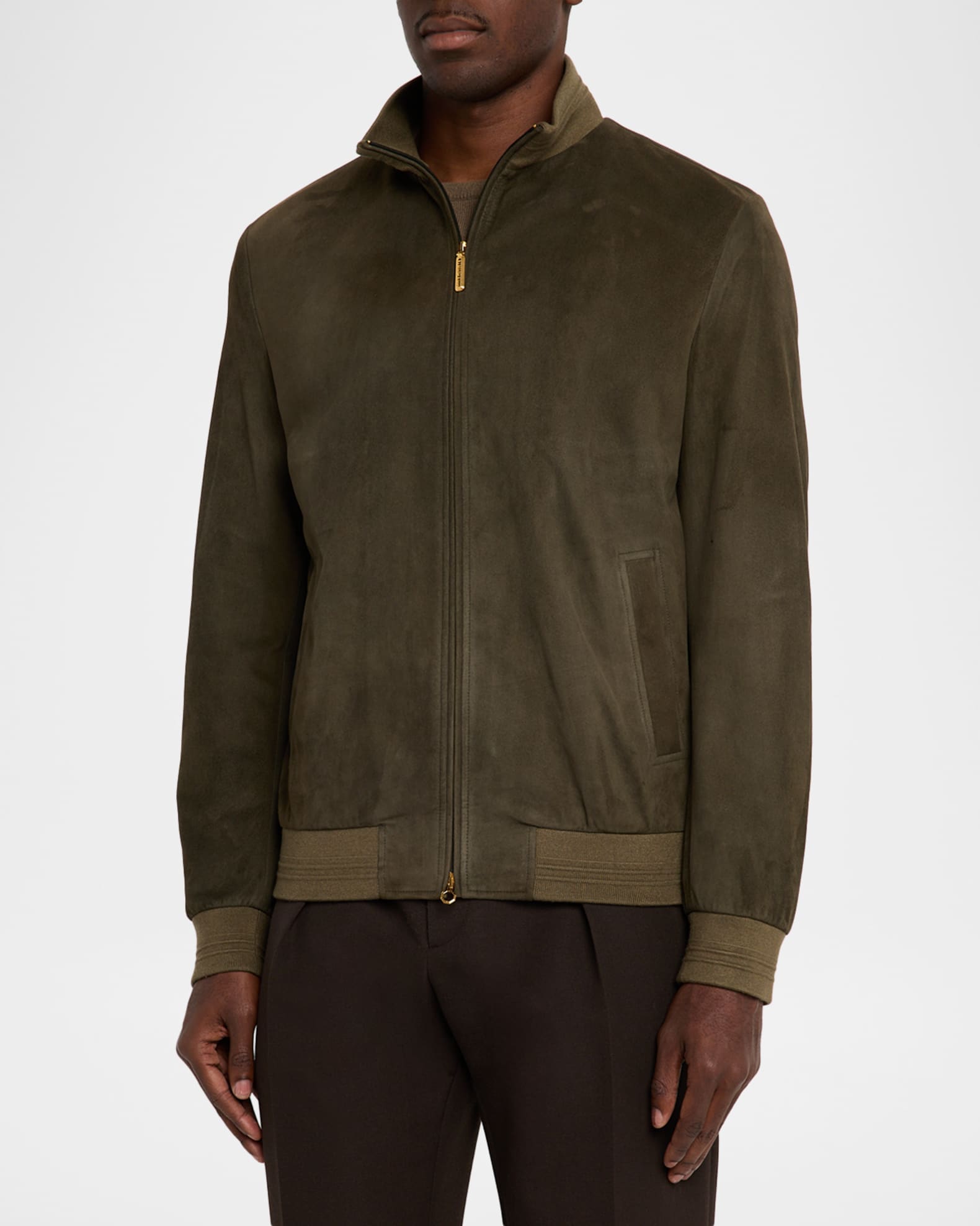 Stefano Ricci Men's Suede Full-Zip Jacket | Neiman Marcus