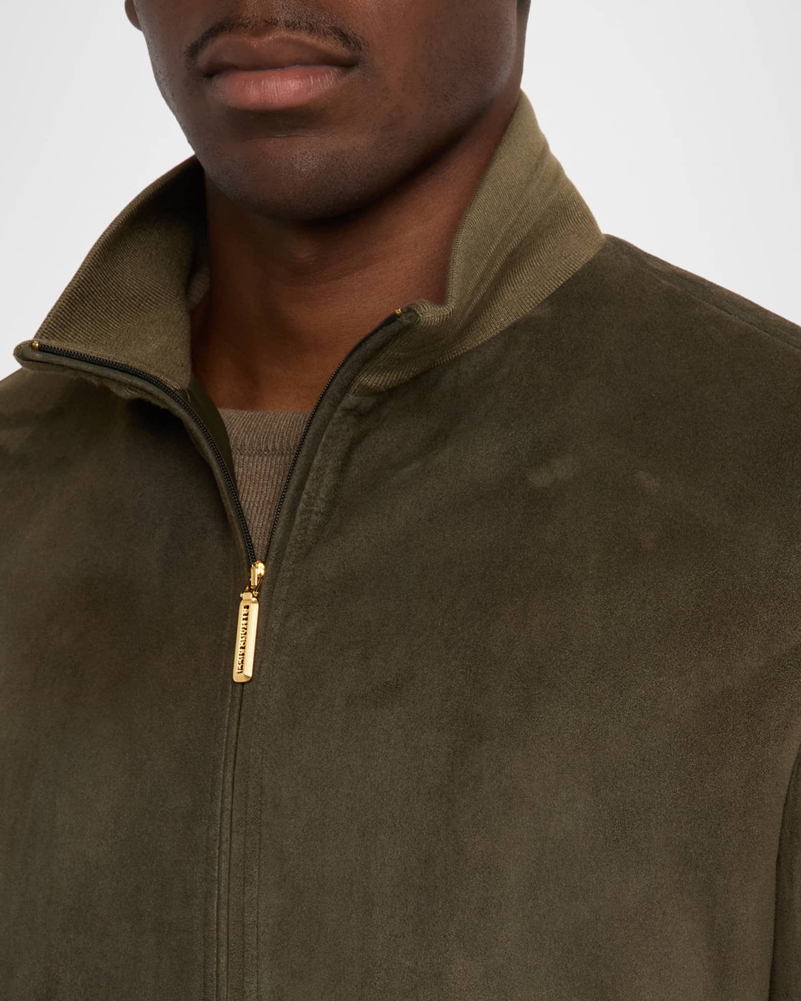 Stefano Ricci Men's Suede Full-Zip Jacket | Neiman Marcus