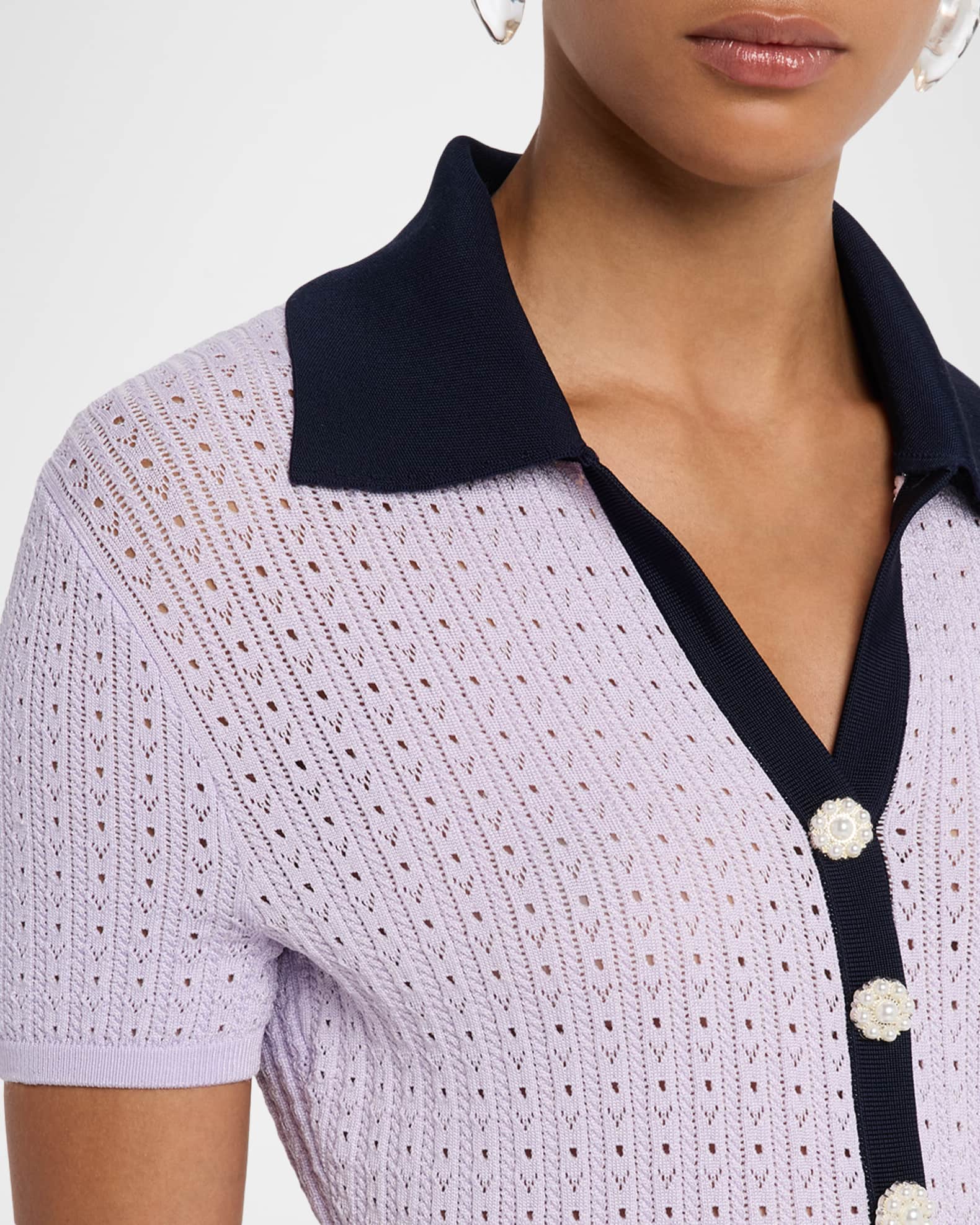 Self-Portrait Pointelle Knit Mini Dress | Neiman Marcus